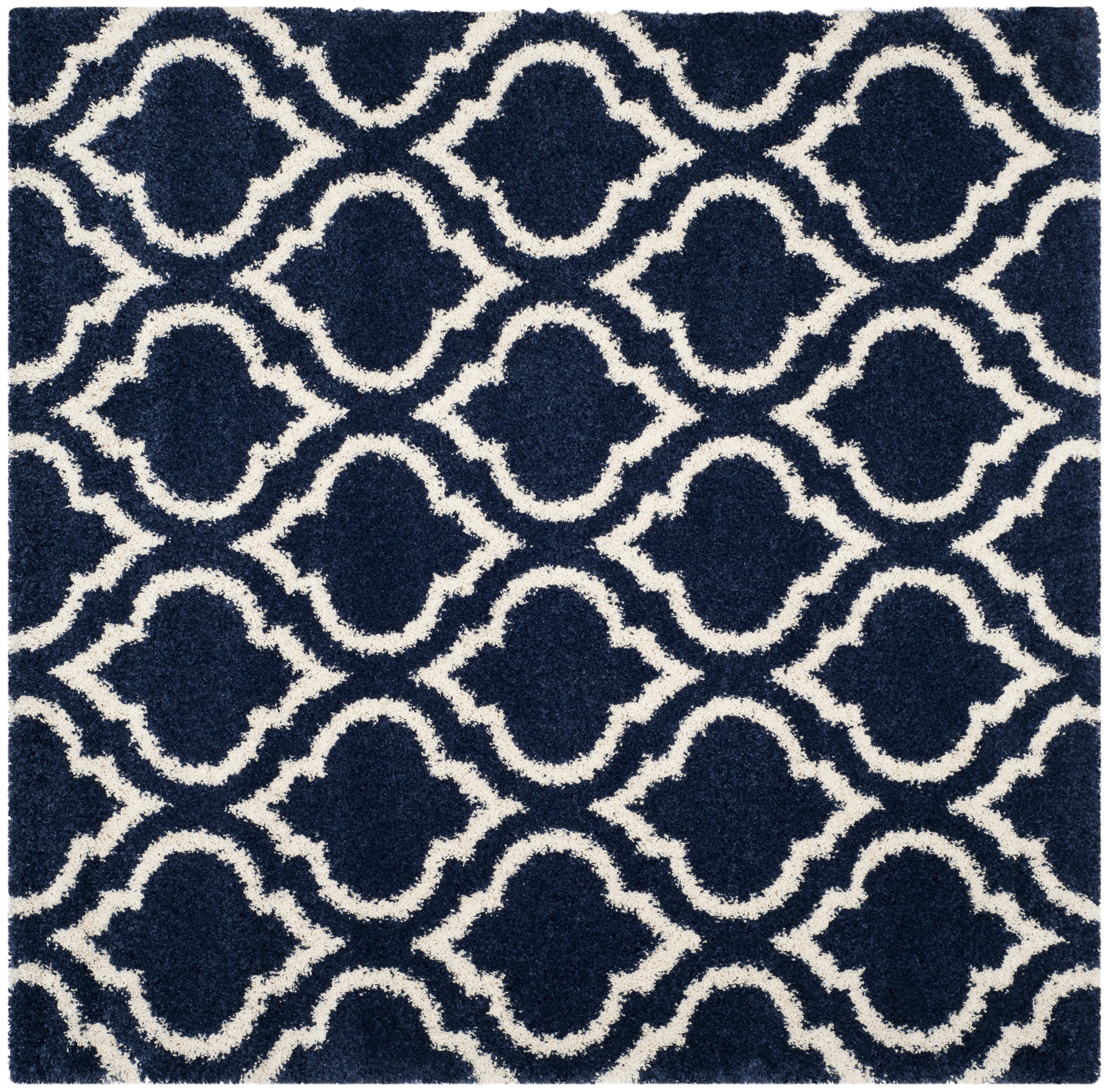 SAFAVIEH Hudson Louise Plush Geometric Shag Area Rug, Navy/Ivory, 3' x ...