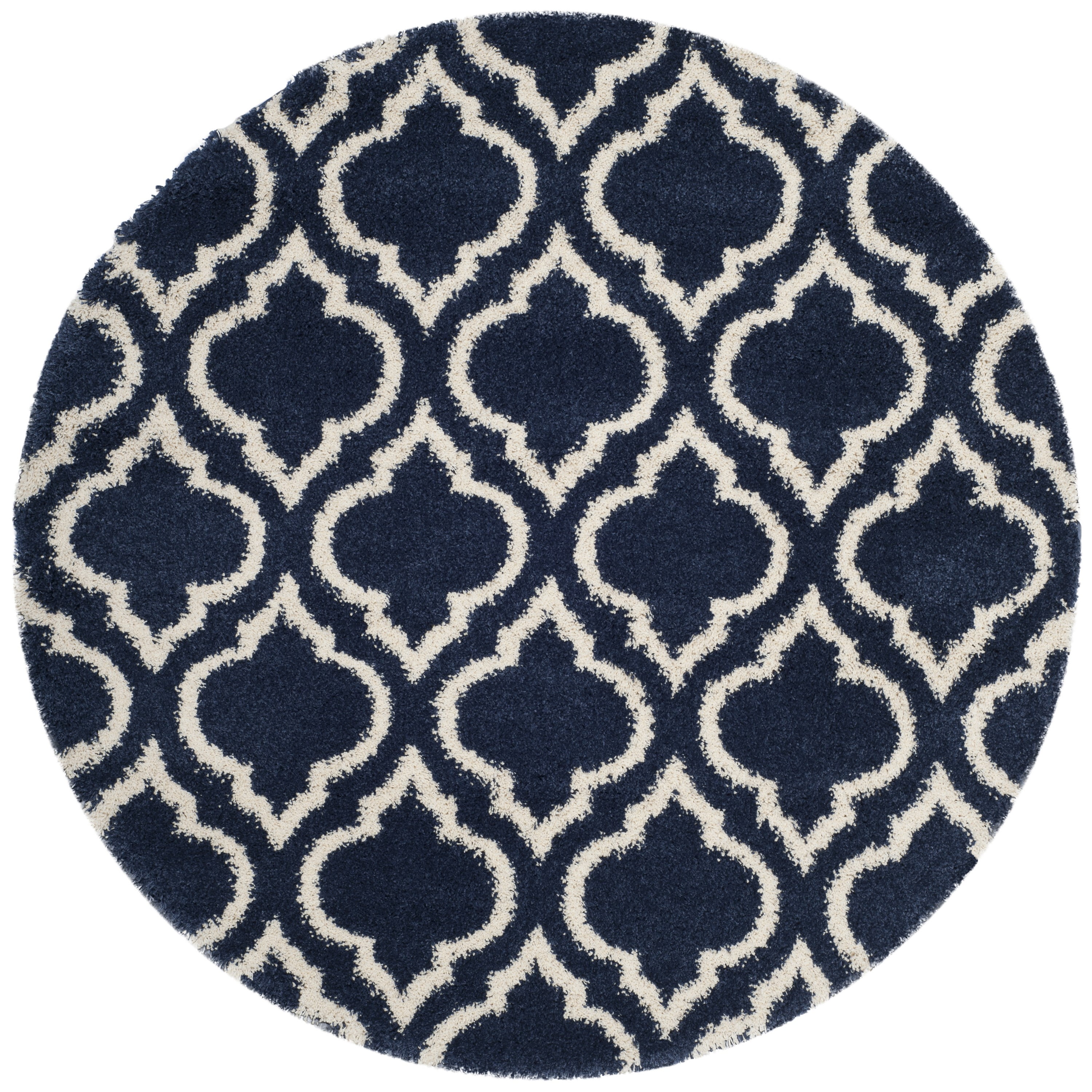 SAFAVIEH Hudson Louise Plush Geometric Shag Area Rug, Navy/Ivory, 5' x ...