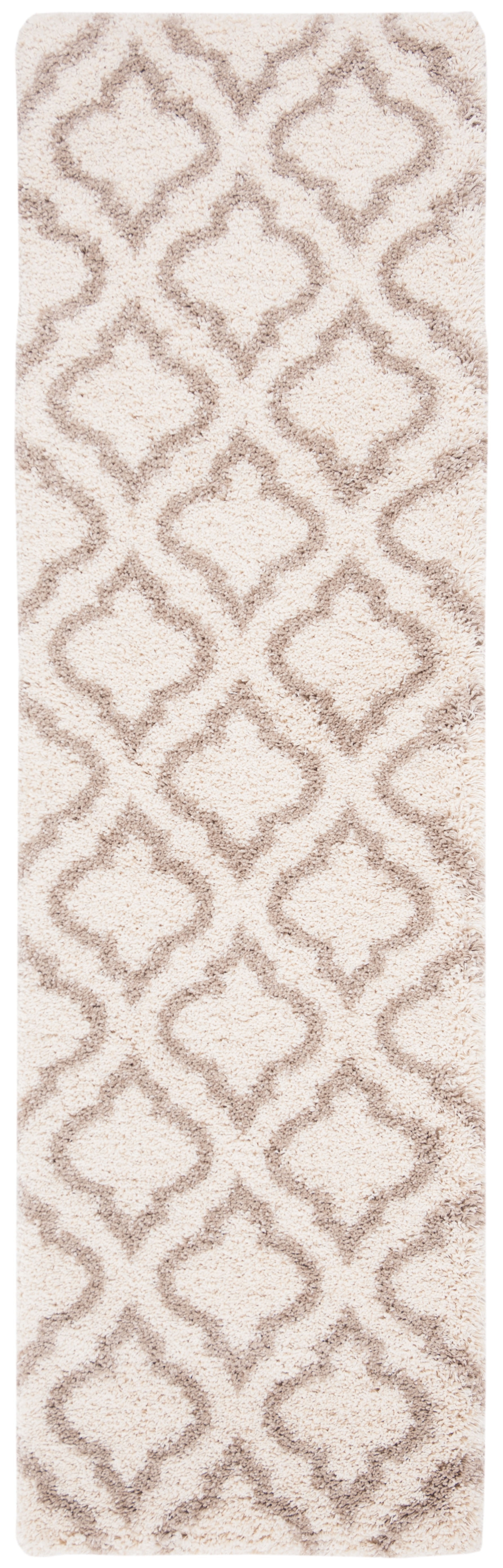 SAFAVIEH Hudson Louise Plush Geometric Shag Runner Rug, Ivory/Beige, 2 ...