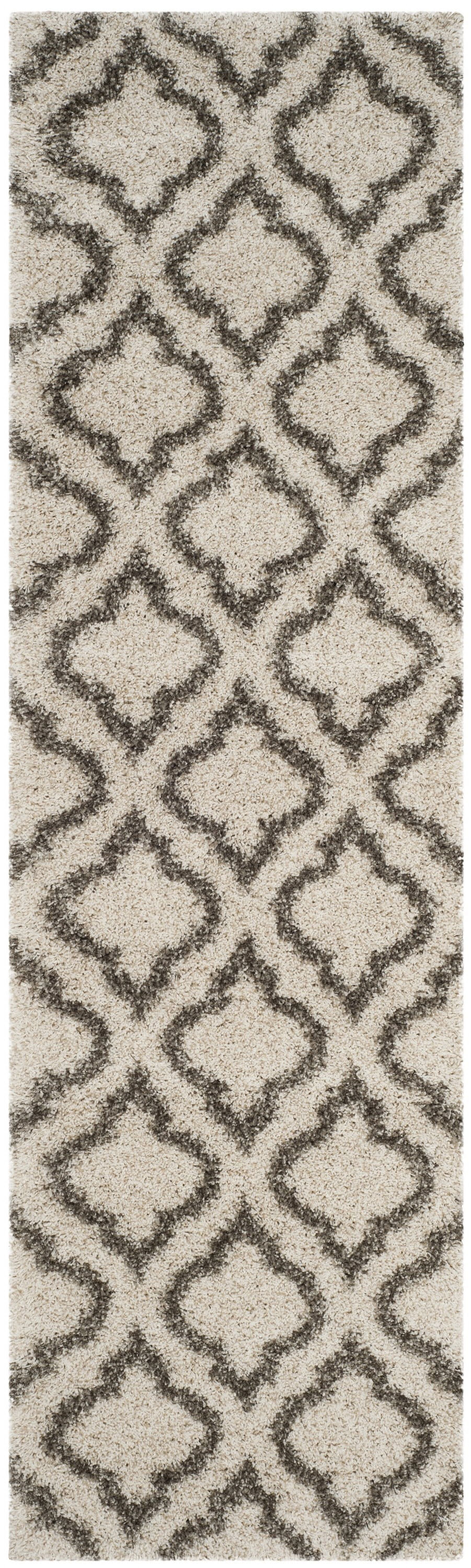 SAFAVIEH Hudson Louise Plush Geometric Shag Runner Rug, Ivory/Grey, 2'3 ...