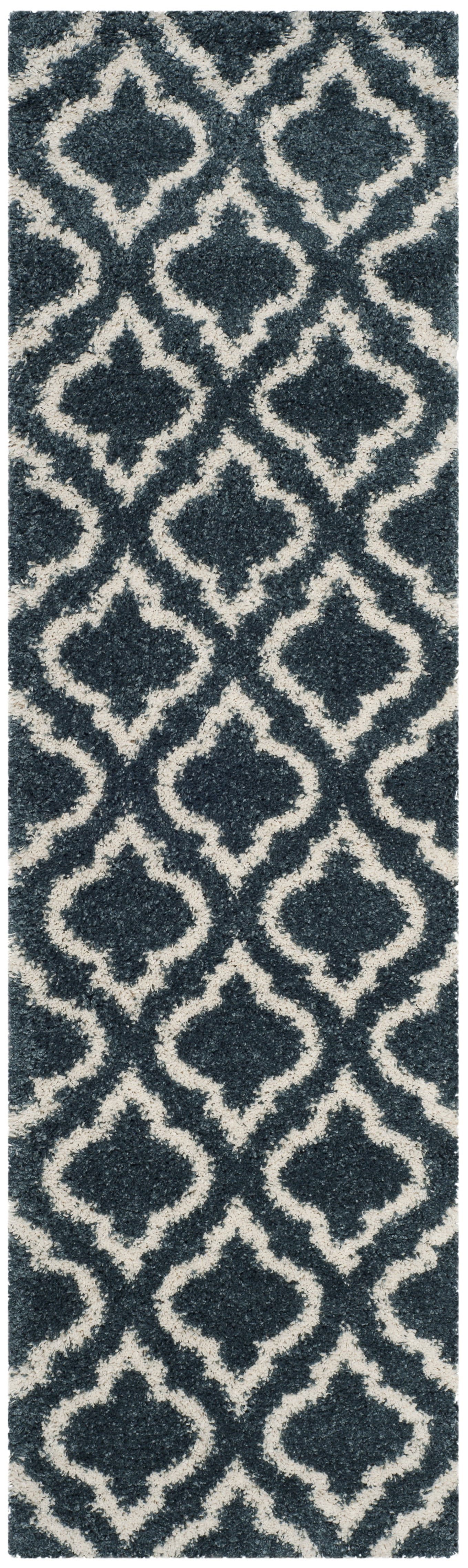 SAFAVIEH Hudson Louise Plush Geometric Shag Runner Rug, Slate Blue ...