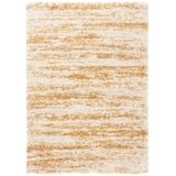 SAFAVIEH Hudson Jack Abstract Shag Area Rug, Ivory/Gold, 5'3" x 7'6 ...