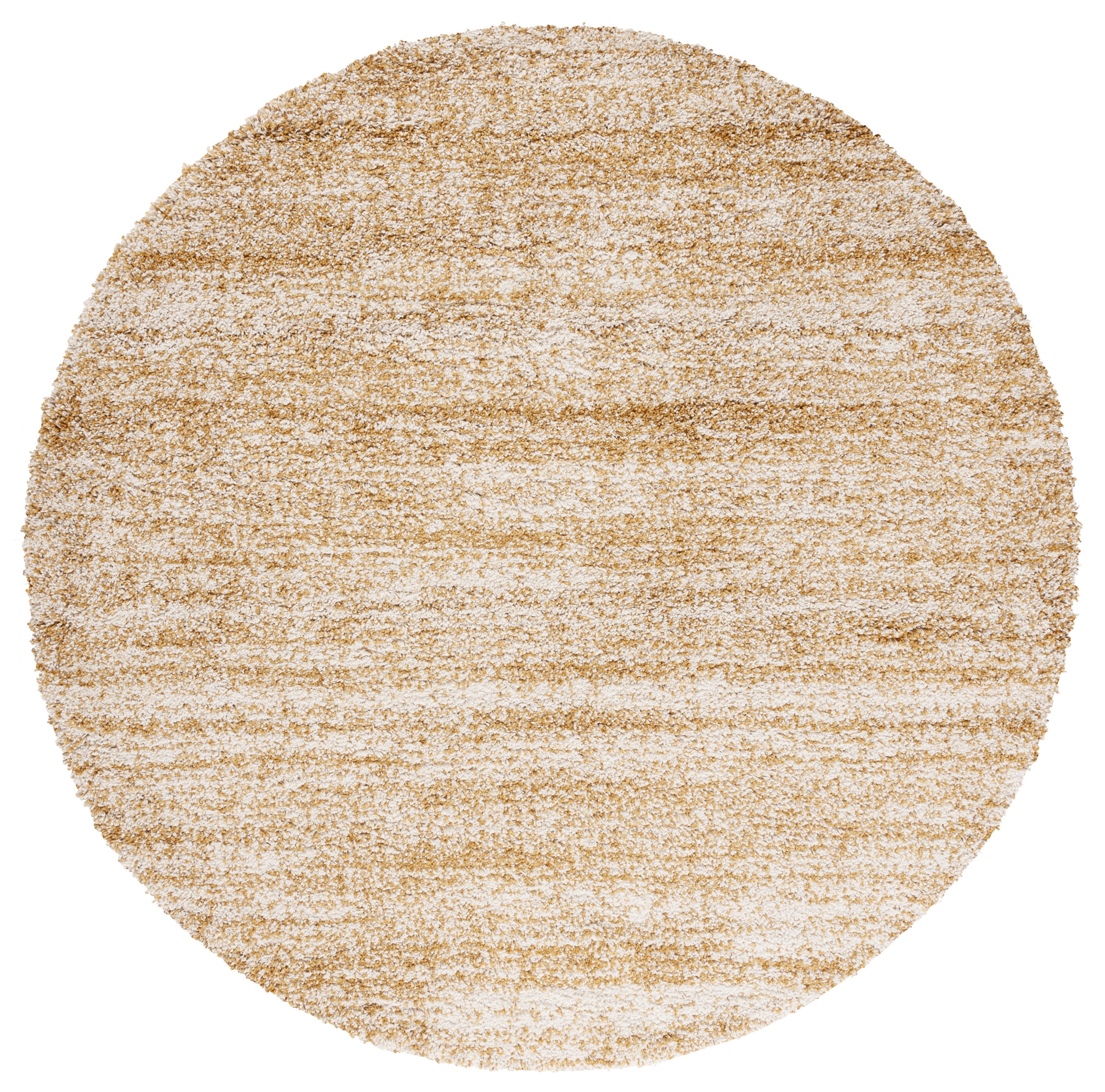 SAFAVIEH Hudson Shag Jaden Striped Area Rug, Ivory/Gold, 7' x 7' Round ...
