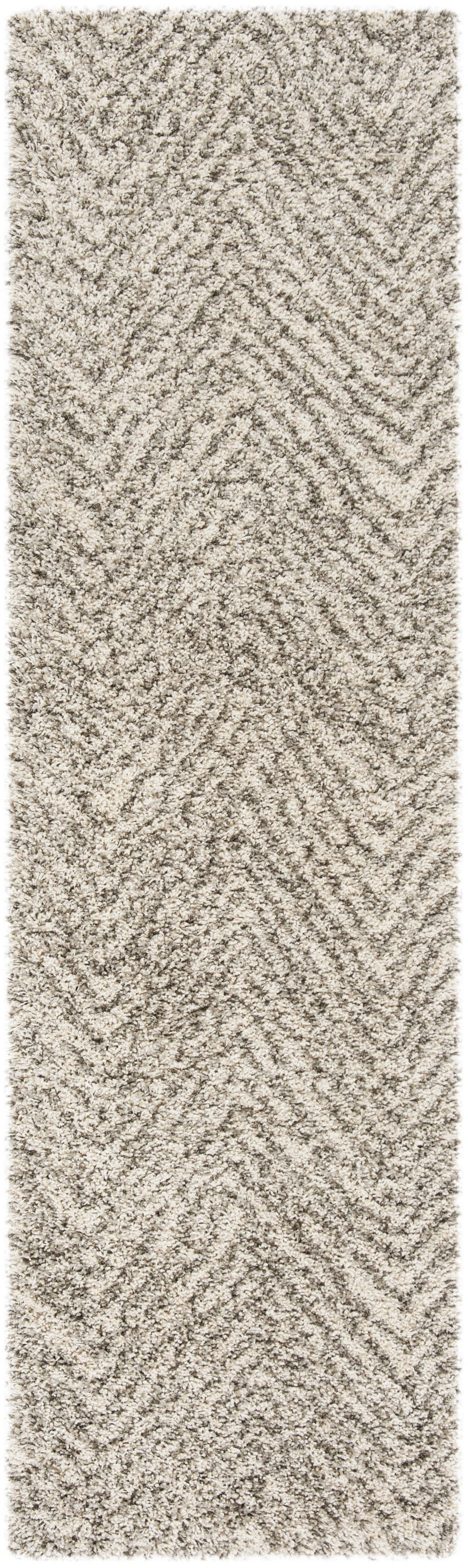 SAFAVIEH Hudson Shag Jake Chevron Runner Rug, Ivory/Grey, 2'3" x 6 ...