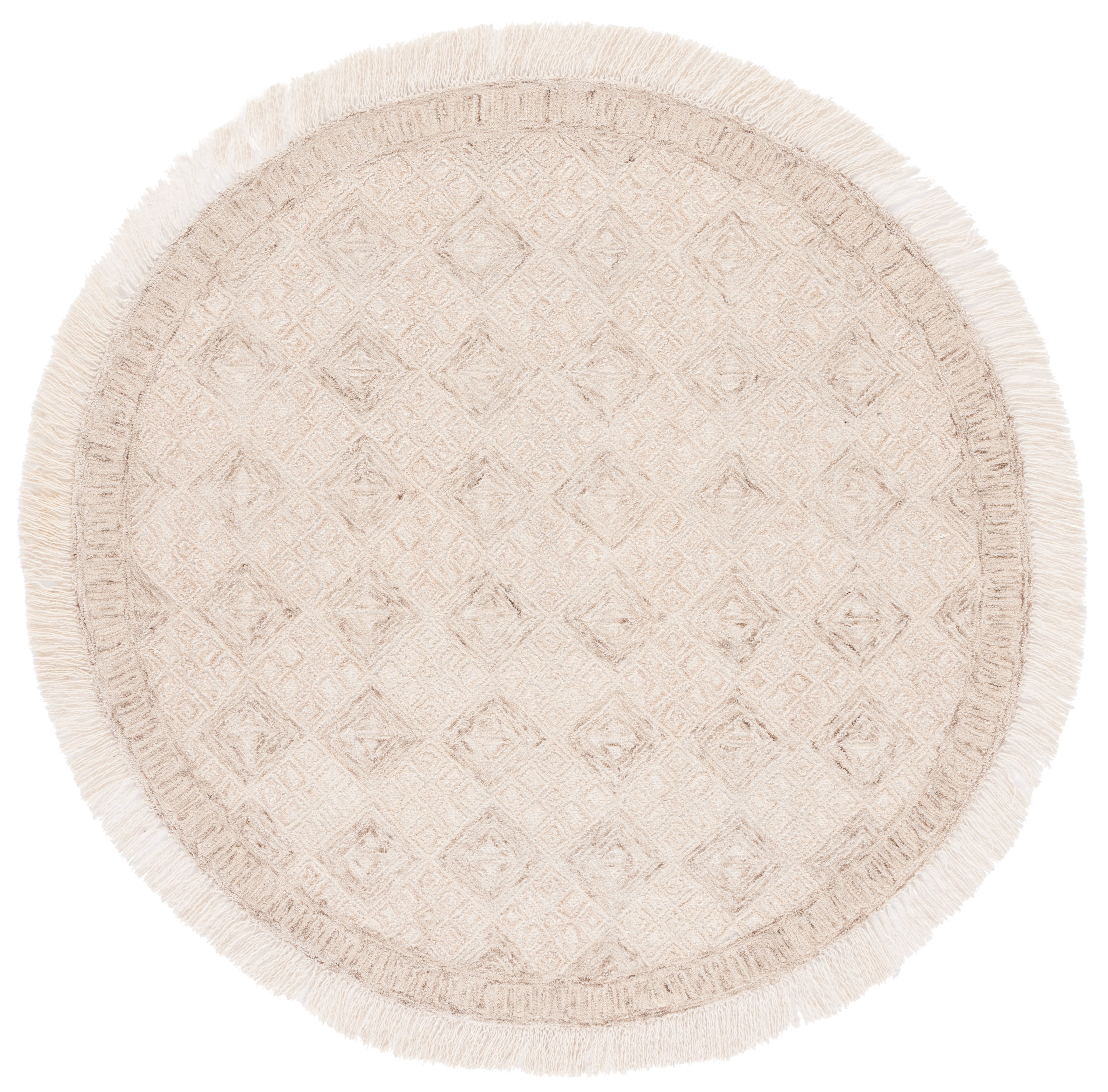 SAFAVIEH Ikat Sheldon Diamond Area Rug, Ivory/Sage, 6' x 6' Round ...