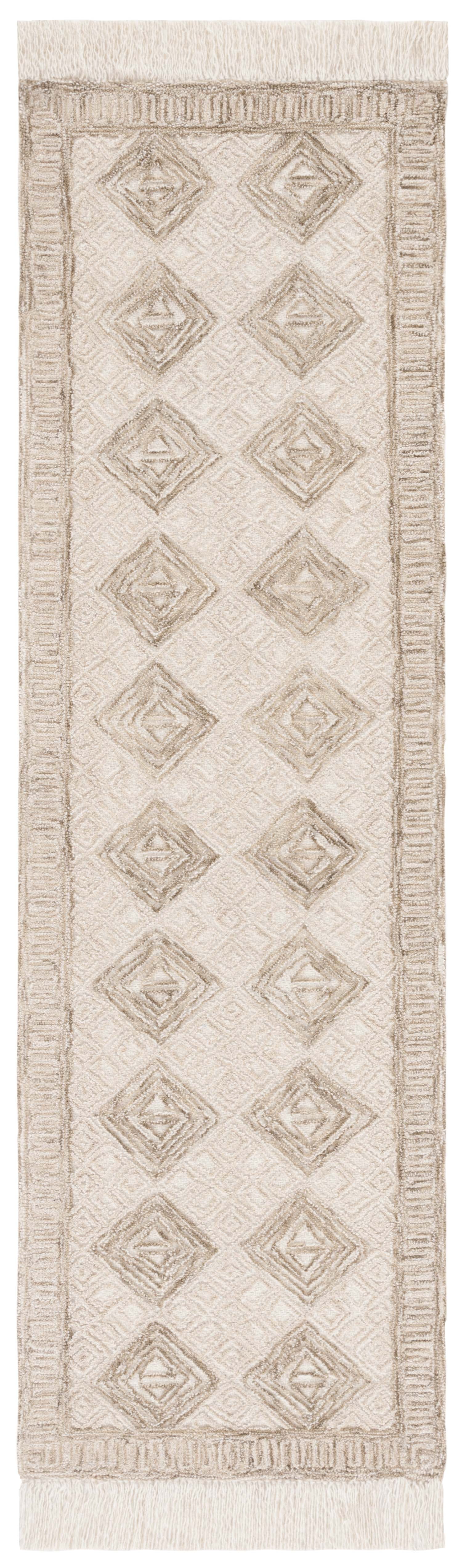 SAFAVIEH Ikat Sheldon Diamond Runner Rug, Ivory/Sage, 2'3" x 8 ...