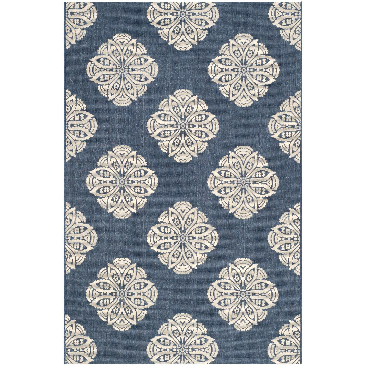 SAFAVIEH Indoor Outdoor CYW2432A Courtyard Navy / Beige Rug - Walmart.com