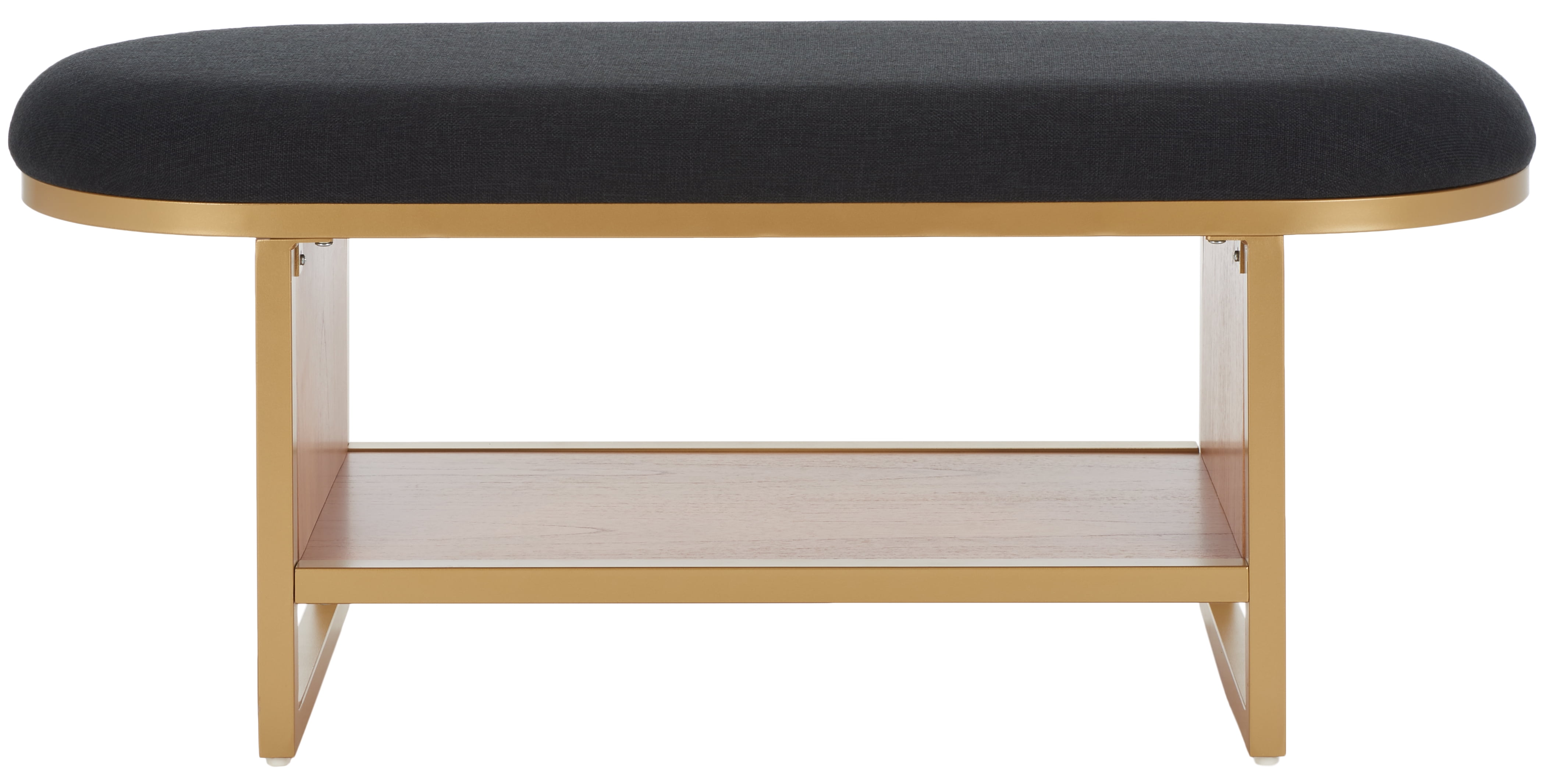 SAFAVIEH Iona Open Shelf Bench with Cushion, Black/Walnut - Walmart.com