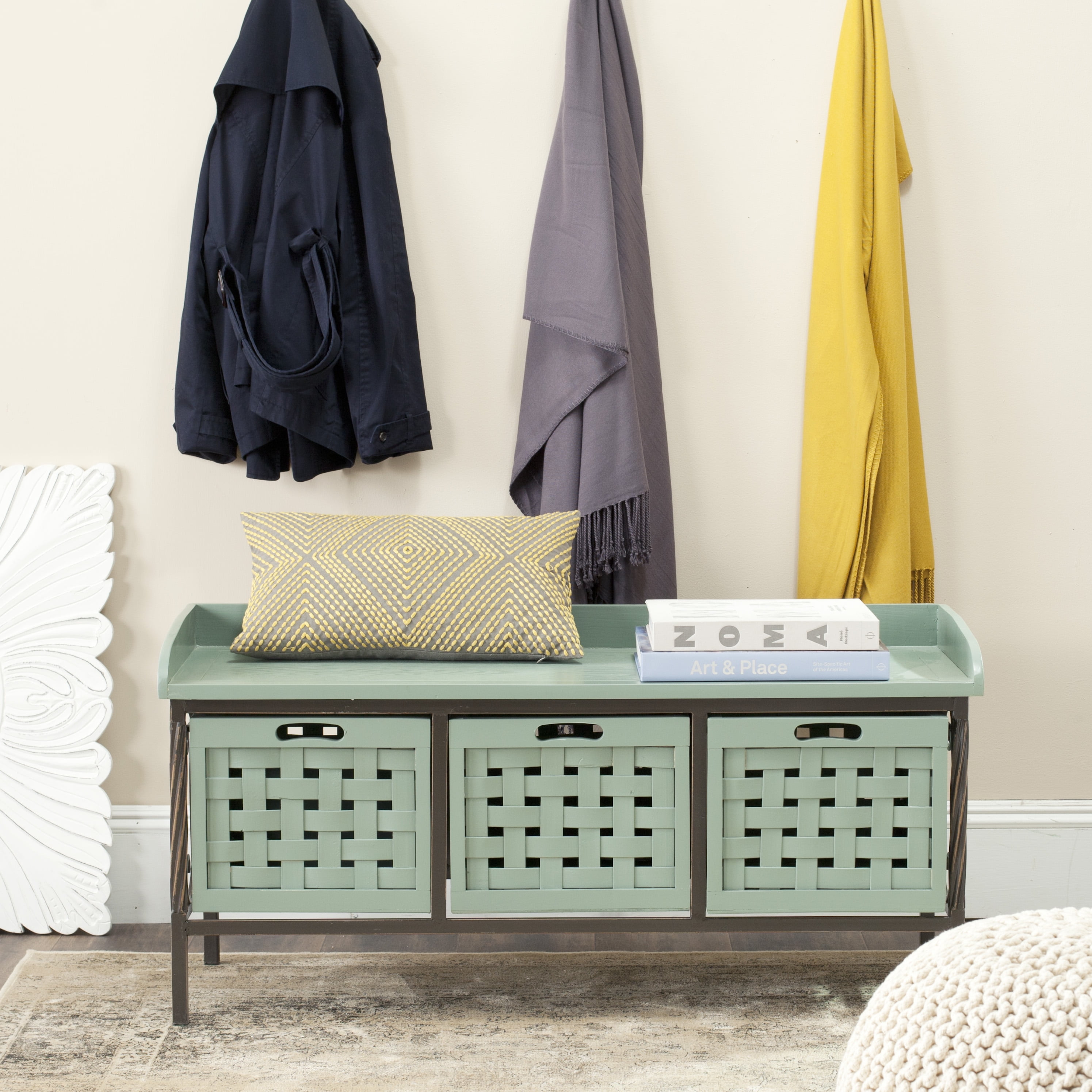 SAFAVIEH Rustic Wooden Storage Bench - Entryway - Walmart.com