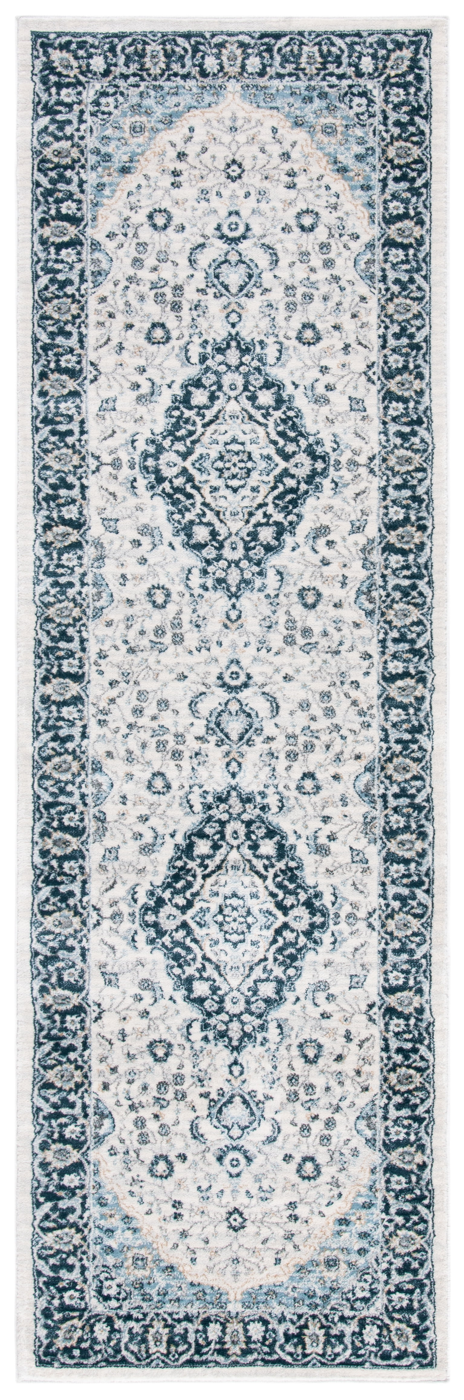 SAFAVIEH Isabella Jack Oriental Runner Rug, Cream/Dark Blue, 2'2" x 5 ...