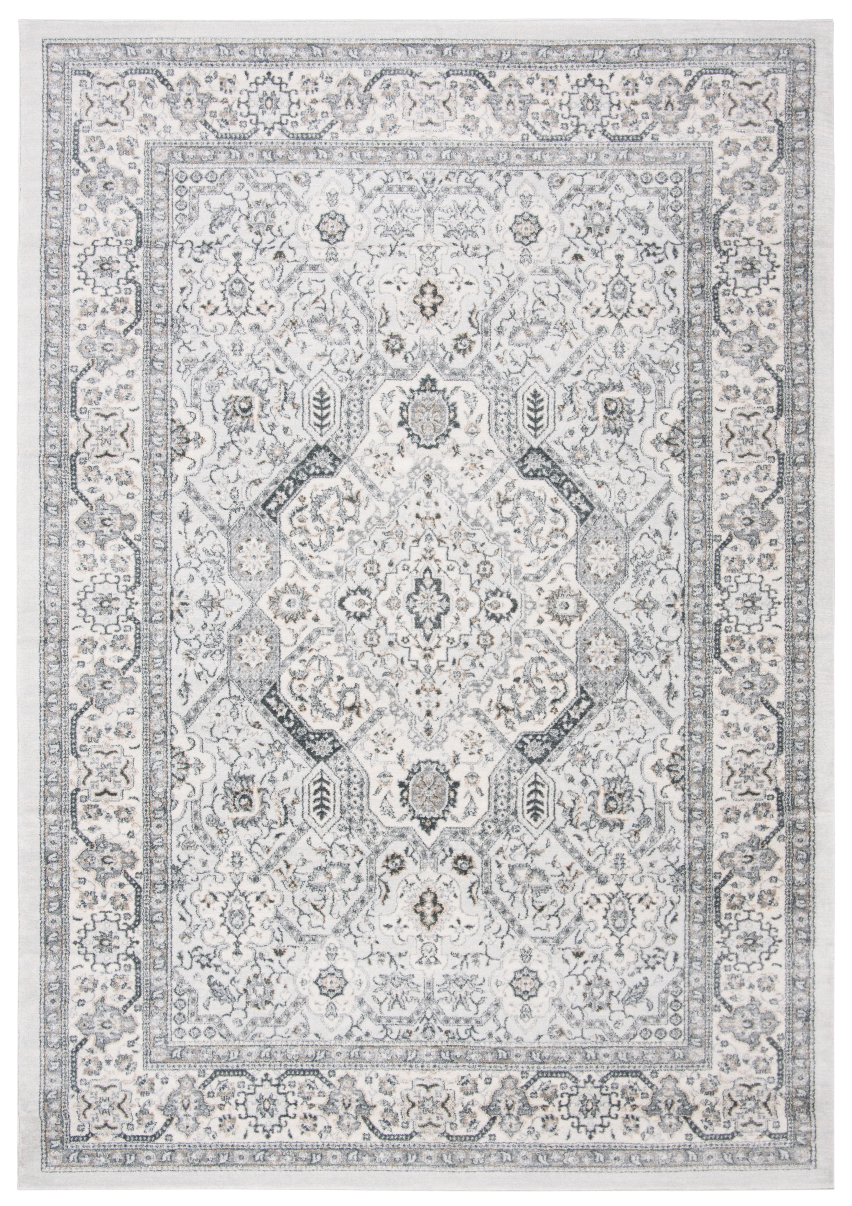 SAFAVIEH Isabella Zander Oriental Area Rug, Light Grey/Cream, 6'7" x 9 ...