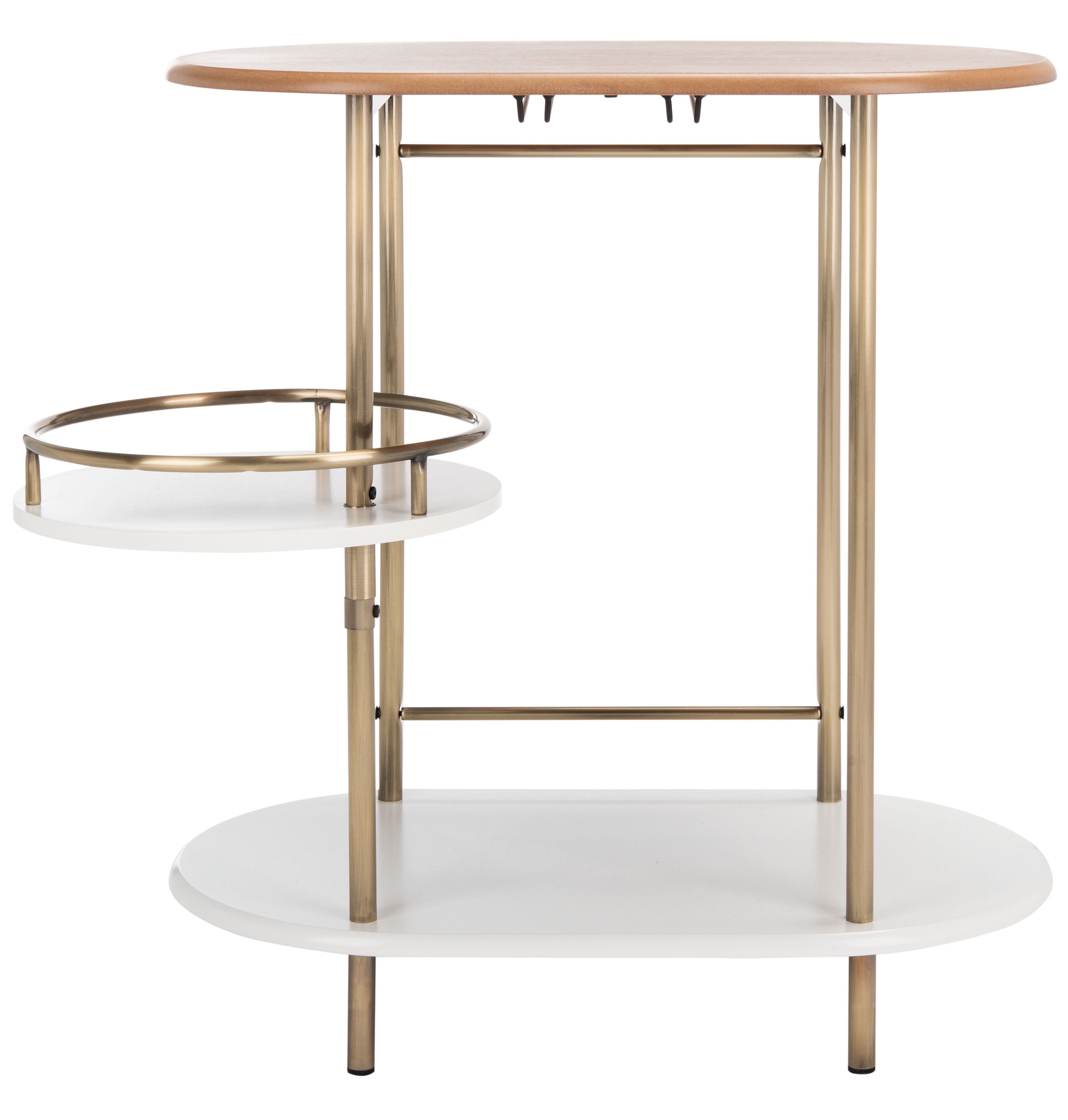 SAFAVIEH Iva Modern 3 Tier Swivel Pub Bar Table, Light Walnut/Gold ...