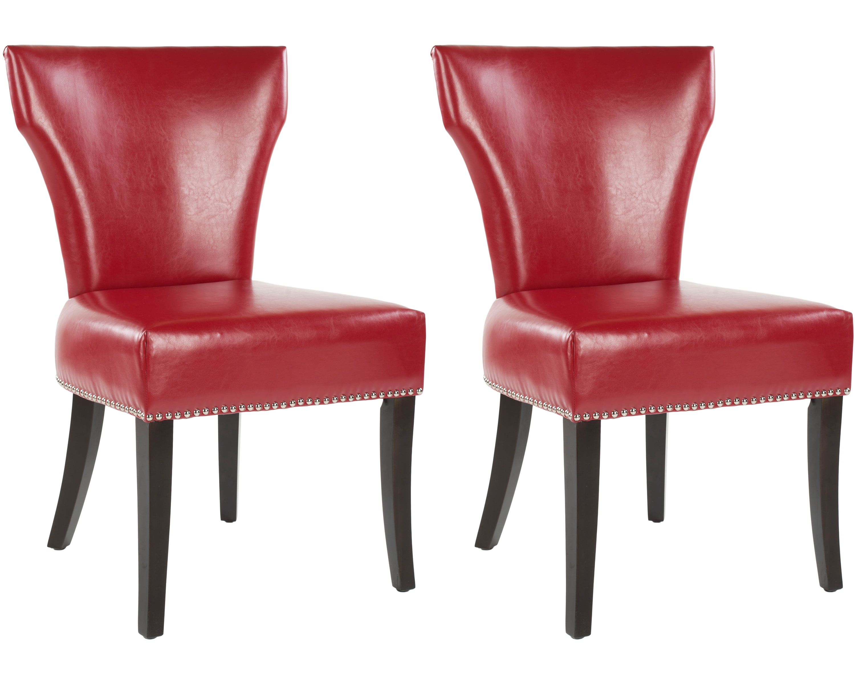 SAFAVIEH Jappic Red Bicast Leather Dining Side Chair with Espresso ...
