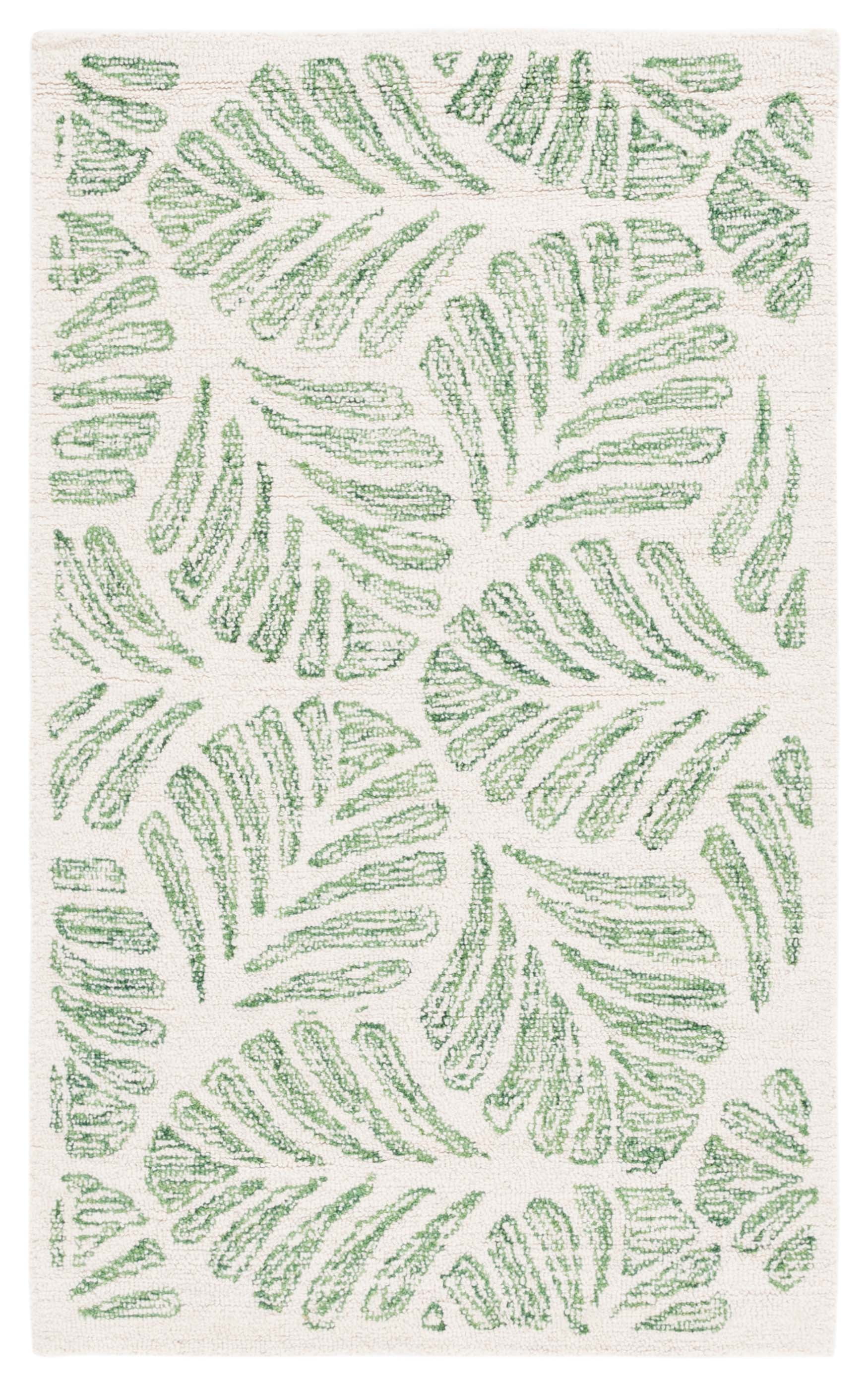 SAFAVIEH Jardin Cyan Leaves Area Rug, Ivory/Green, 4' x 6' - Walmart.com