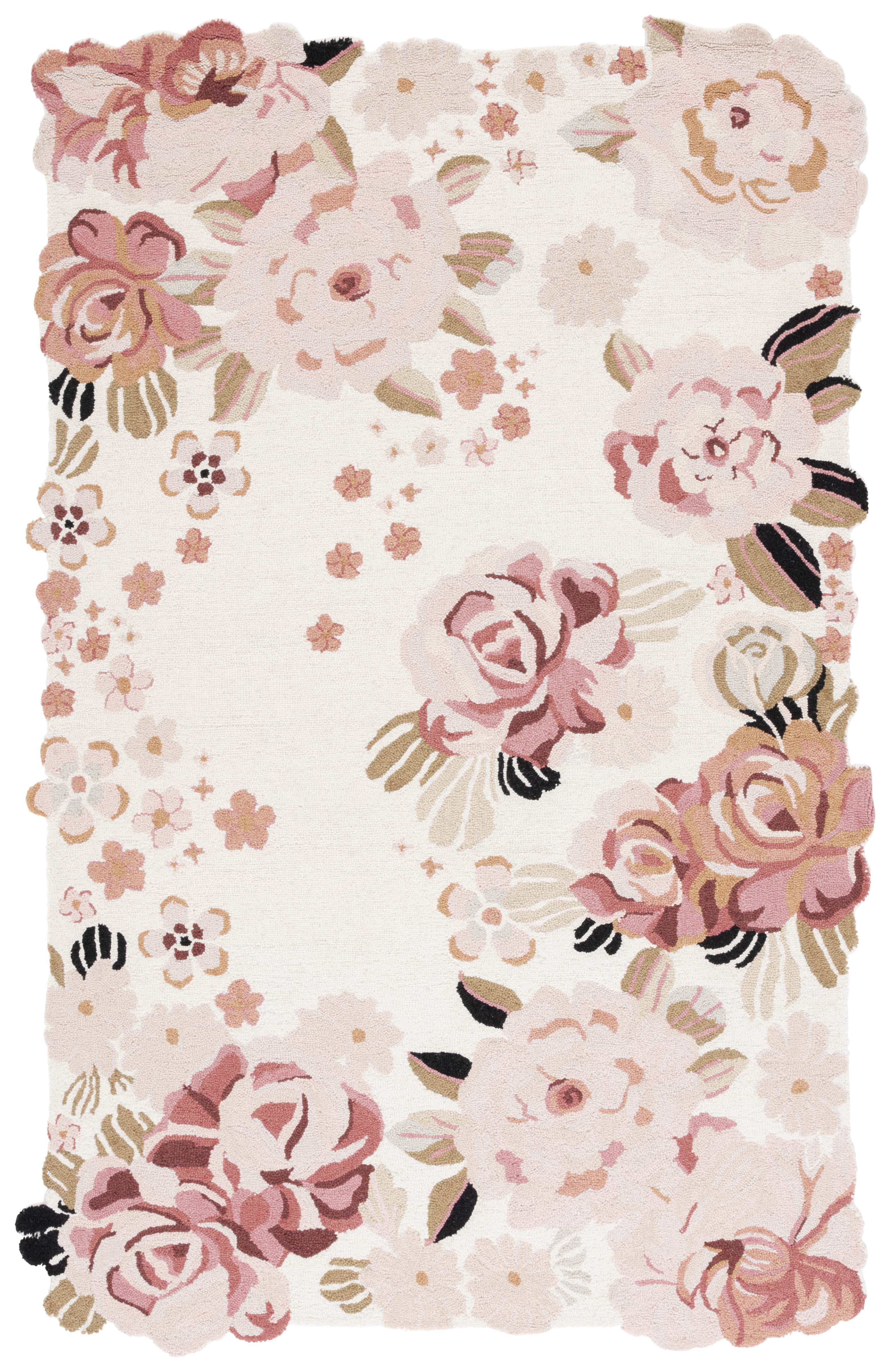 SAFAVIEH Jardin Denton Floral Area Rug, Ivory/Pink, 6' x 9' - Walmart.com
