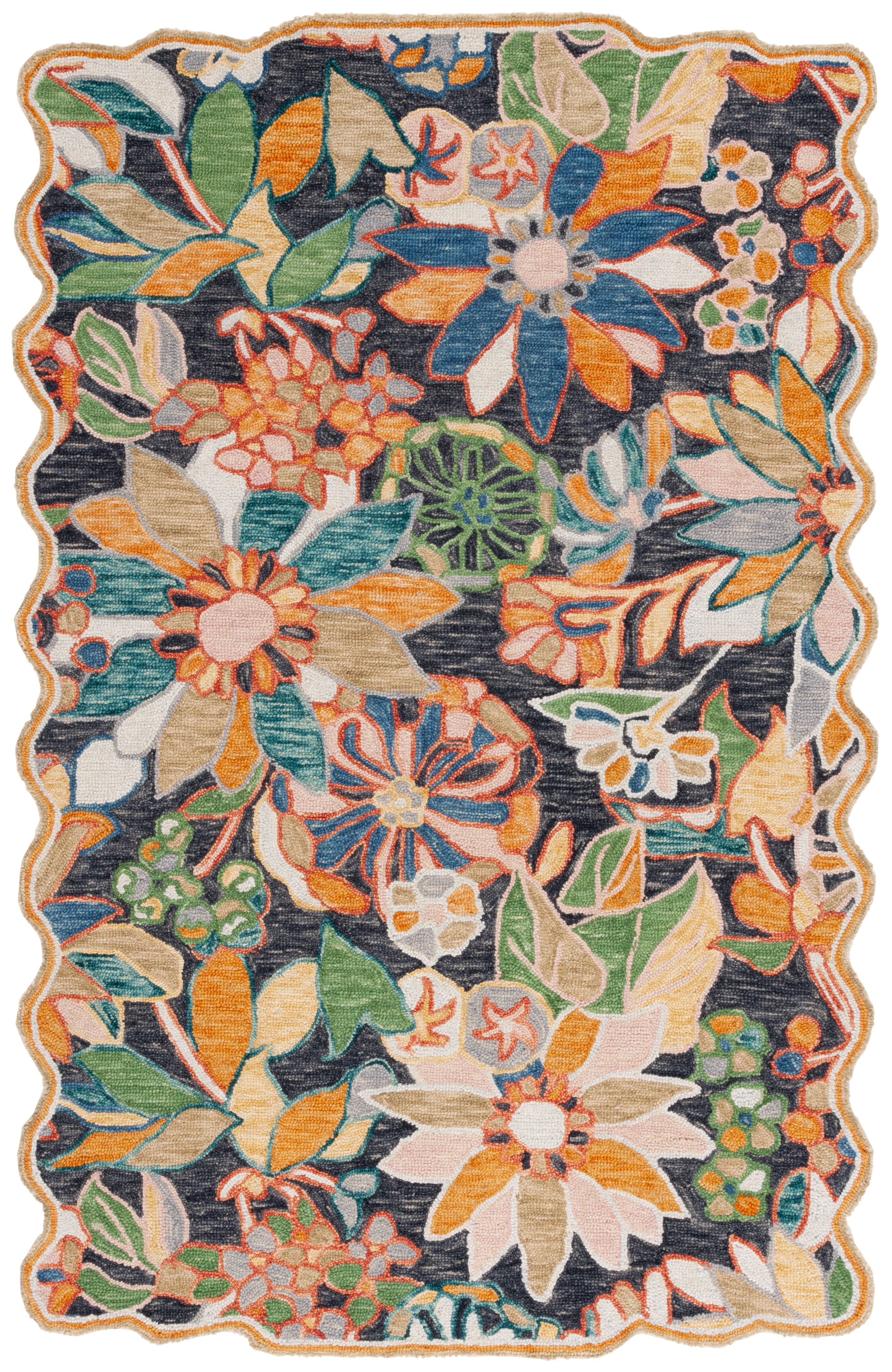SAFAVIEH Jardin Willis Floral Area Rug, Black/Green, 6' x 9' - Walmart.com