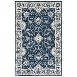 SAFAVIEH Jardin Wilson Floral Wool Area Rug, Navy/Ivory, 5' x 8 ...
