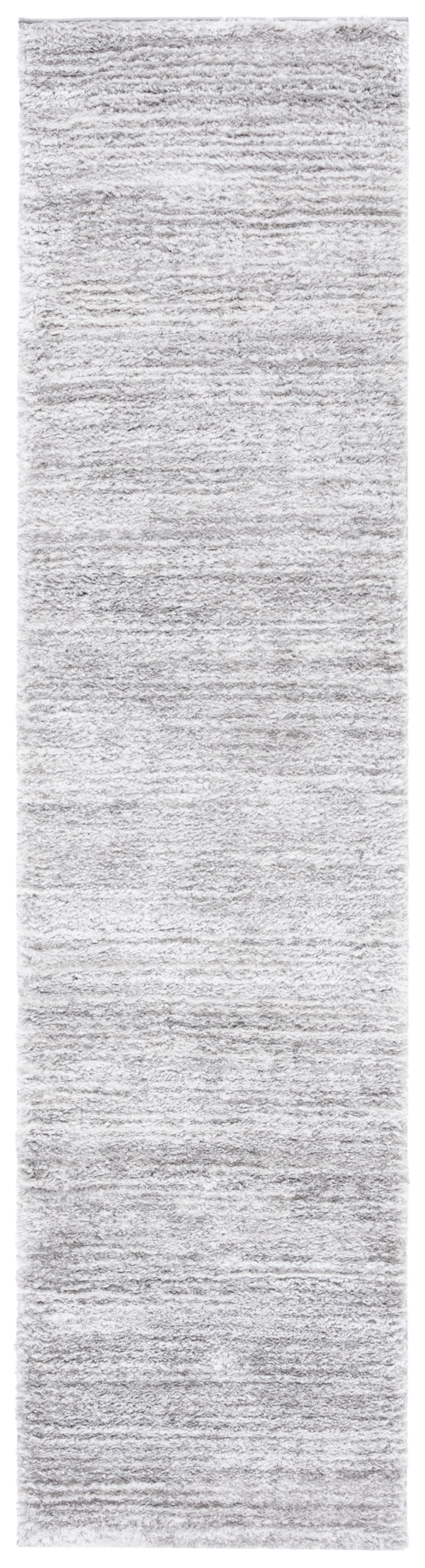 SAFAVIEH Jasmine Sashka Solid Polyester Shag Runner Rug, Grey/Ivory, 2 ...
