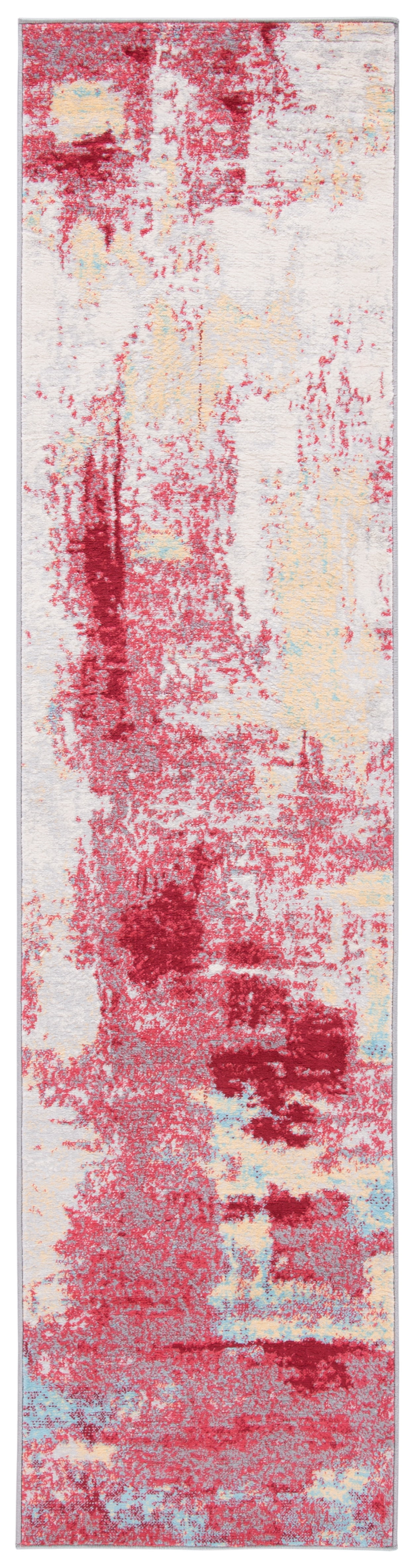SAFAVIEH Jasper Alvina Abstract Overdyed Runner Rug, Red/Ivory, 2' x 8 ...