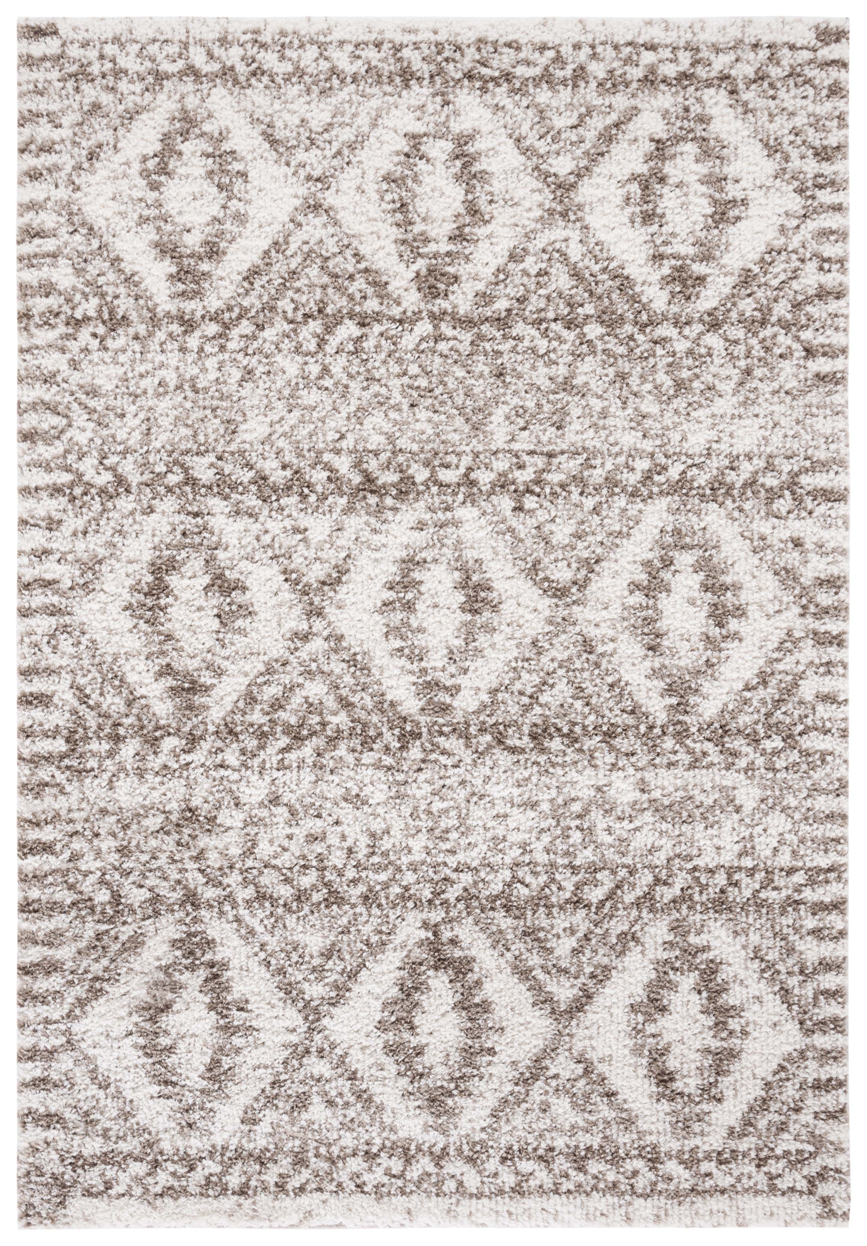 SAFAVIEH Jericho Lalia Aztec Polyester Shag Area Rug, Taupe/Ivory, 8' x ...