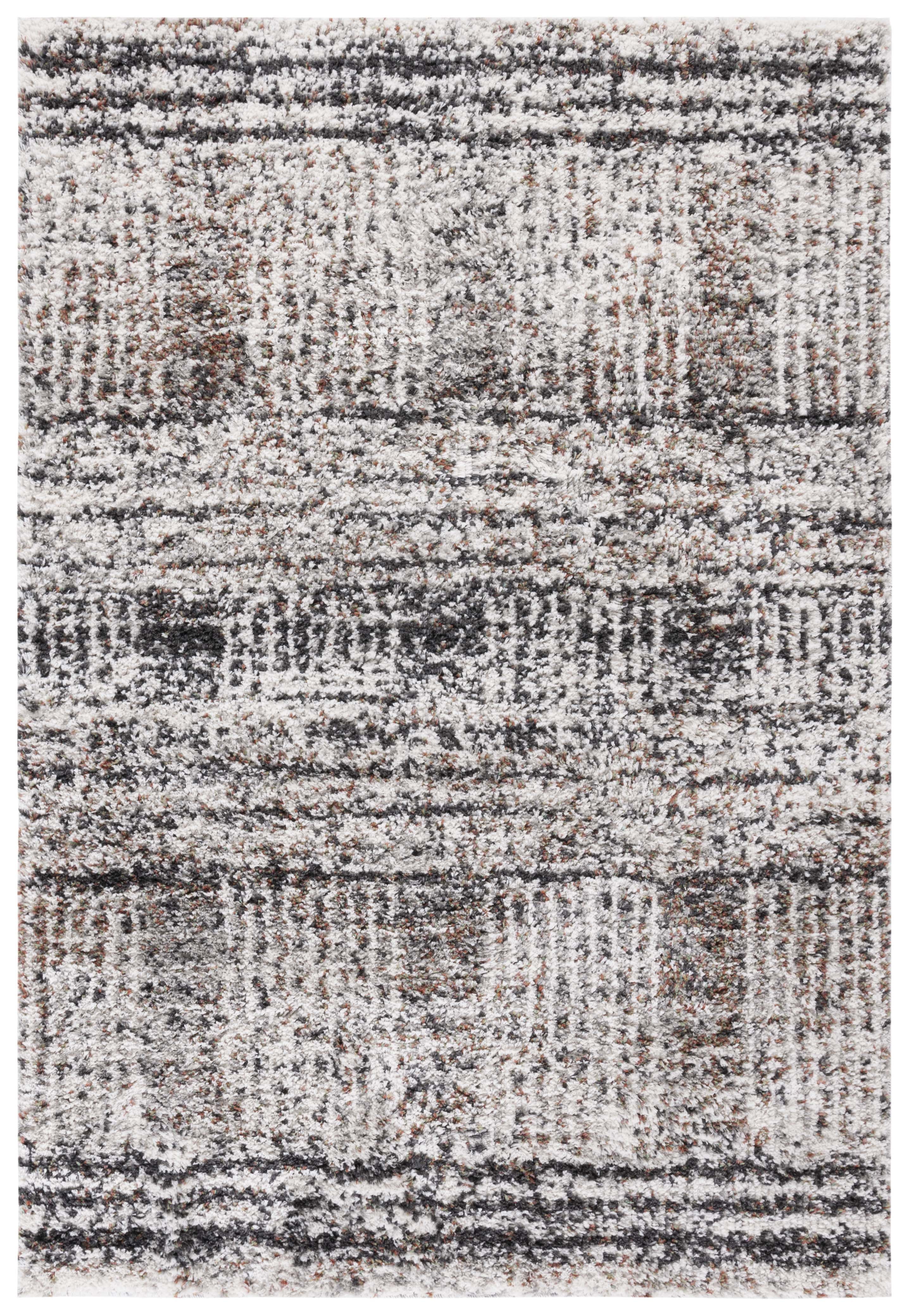 SAFAVIEH Jericho Rowan Striped Polyester Shag Area Rug, Black/Rust, 11 ...