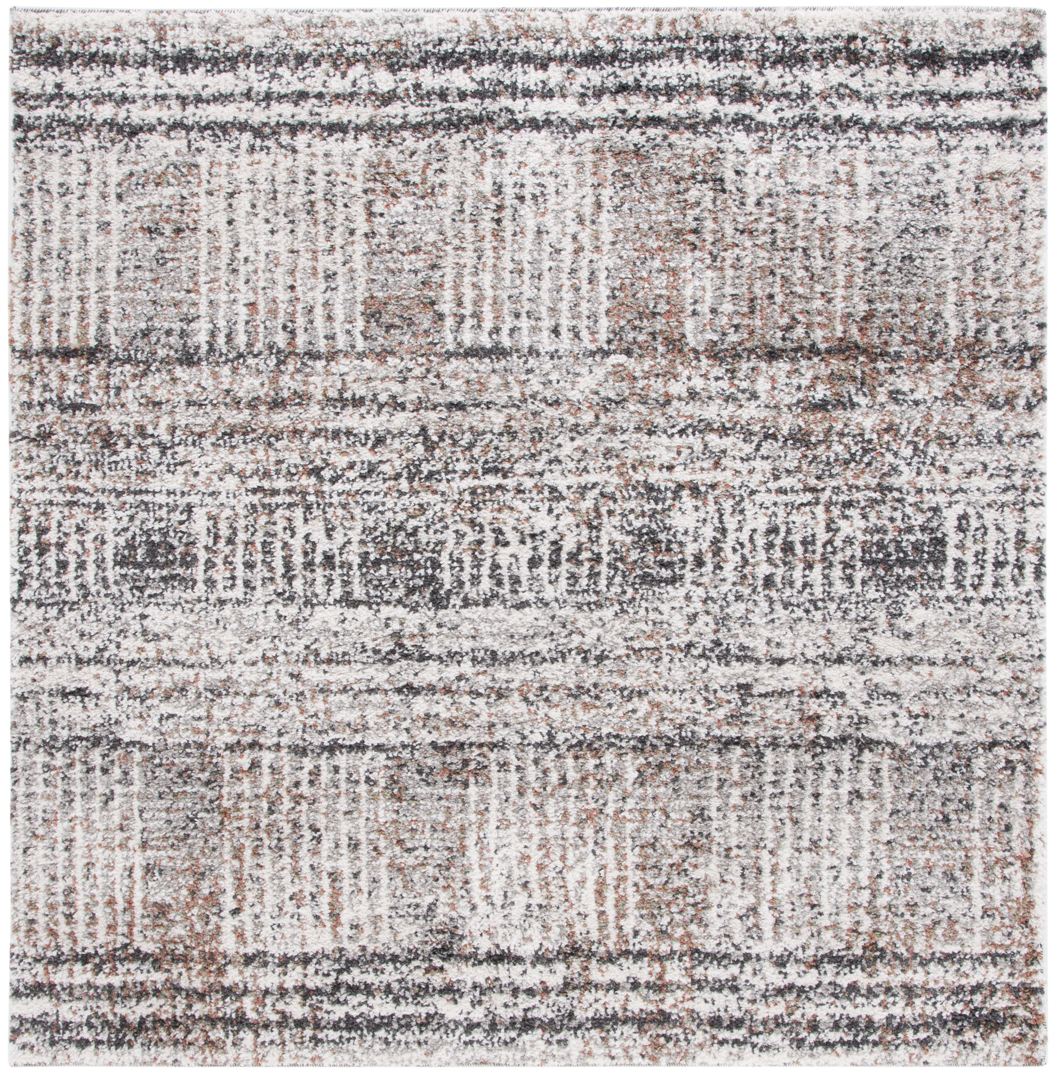 SAFAVIEH Jericho Rowan Striped Polyester Shag Area Rug, Black/Rust, 5'3 ...