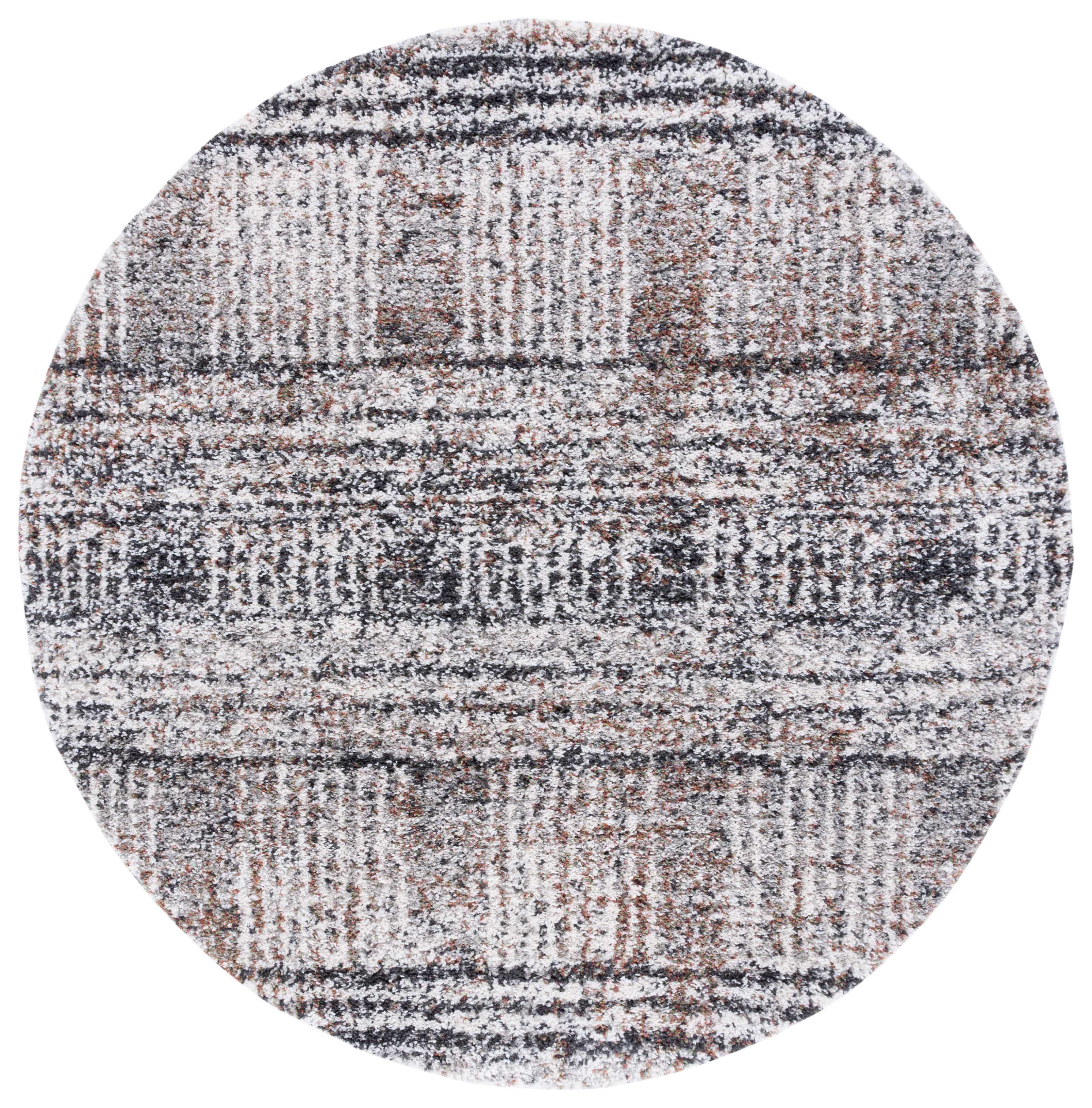 SAFAVIEH Jericho Rowan Striped Polyester Shag Area Rug, Black/Rust, 6'7 ...
