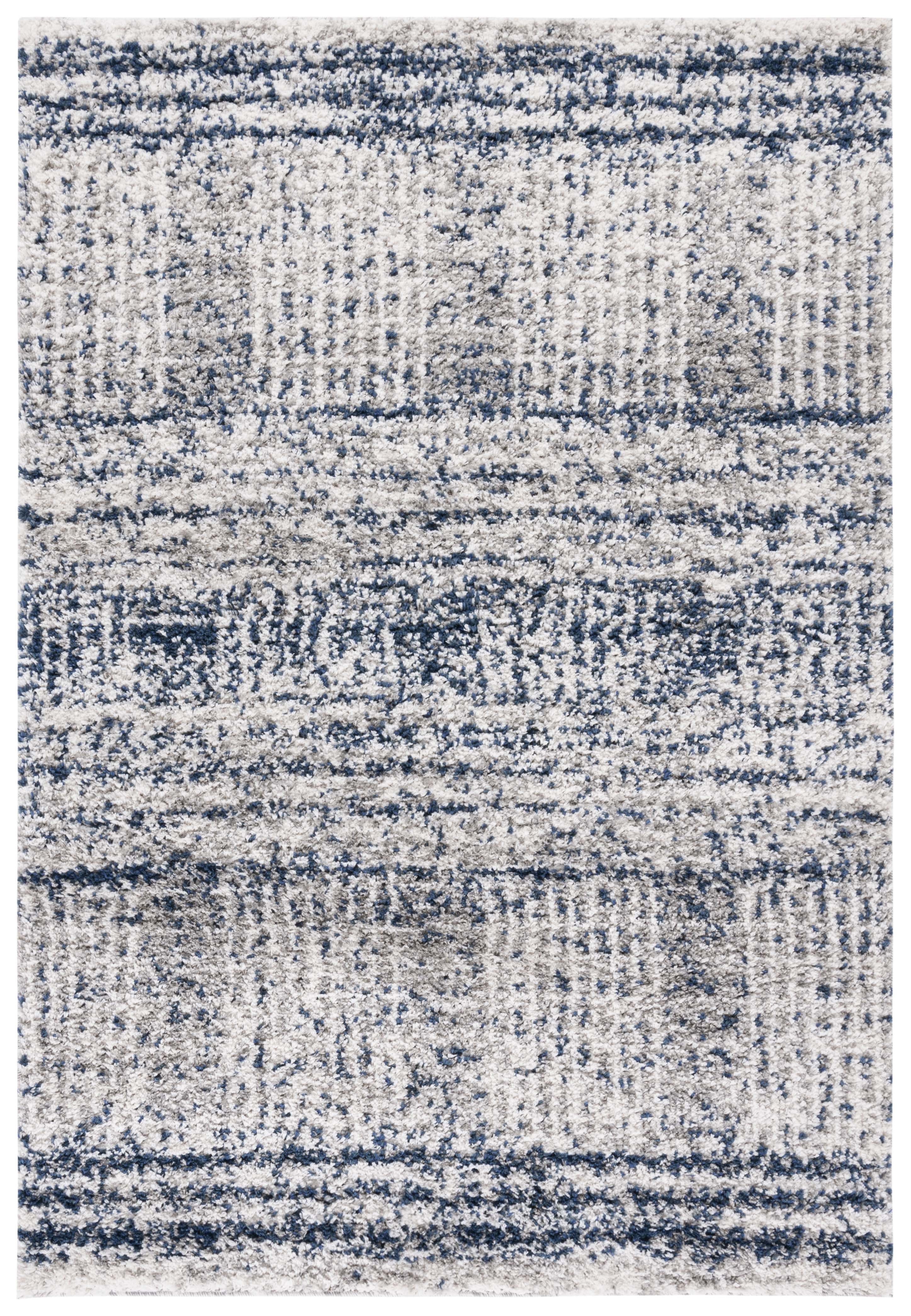 SAFAVIEH Jericho Rowan Striped Polyester Shag Area Rug, Navy/Ivory, 2'2 ...