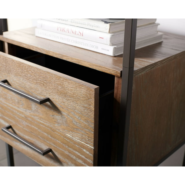 SAFAVIEH Jola 5 Shelf 1-Drawer Etagere Rustic Oak/ Gunmetal - Walmart.com