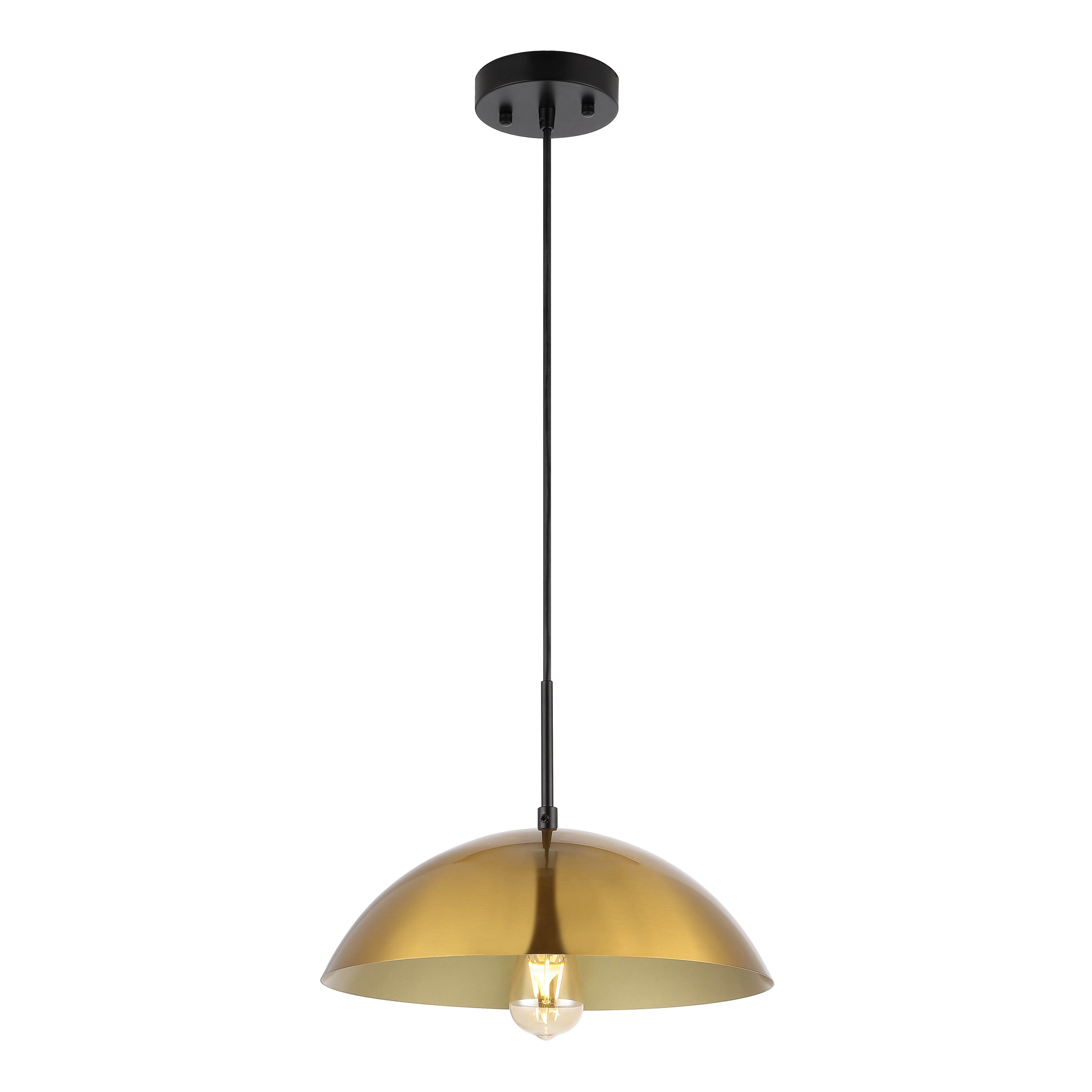 SAFAVIEH Jorden LED Brass Metal Pendant Light with Brass Gold Shade ...