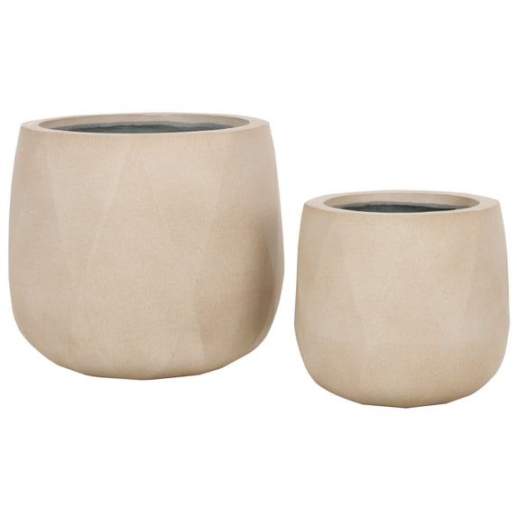 SAFAVIEH Kane Assorted Cylinder Beige Ficonstone Solid Plant Pot 2 ...