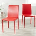 SAFAVIEH Karna 19" H Modern Fully Upholstered Dining Chair, Red, Set of ...