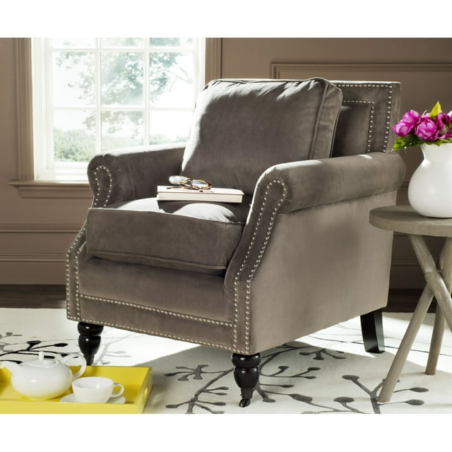 SAFAVIEH Karsen Traditional Rustic Upholstered Club Chair with Casters ...
