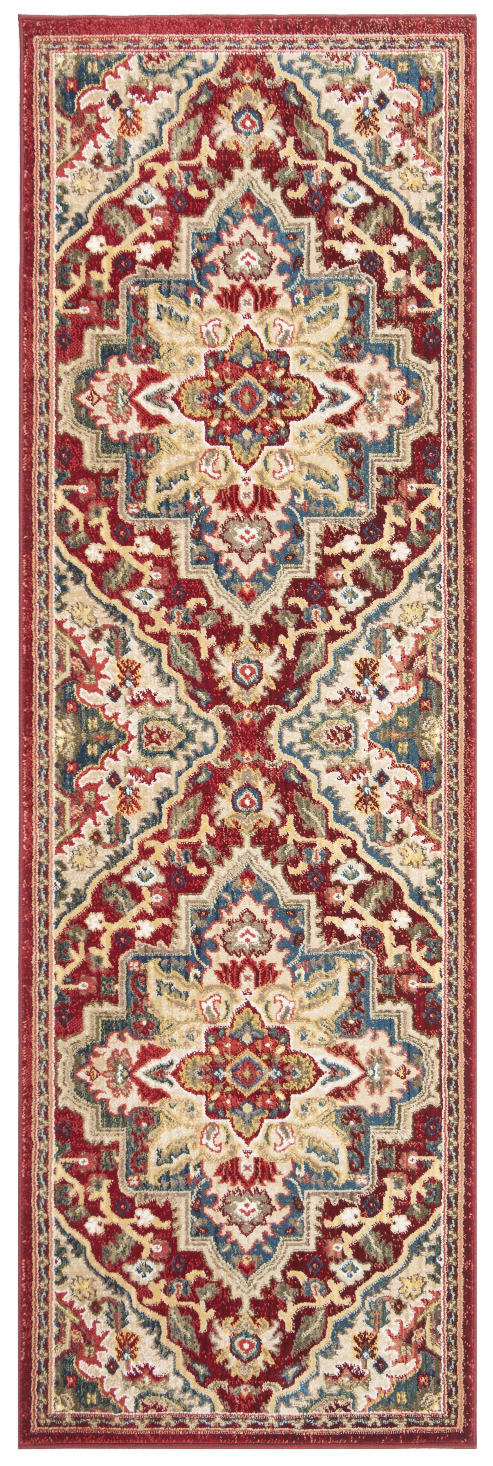 SAFAVIEH Kashan Clyde Oriental Runner Rug, Red/Beige, 2'6" x 6 ...