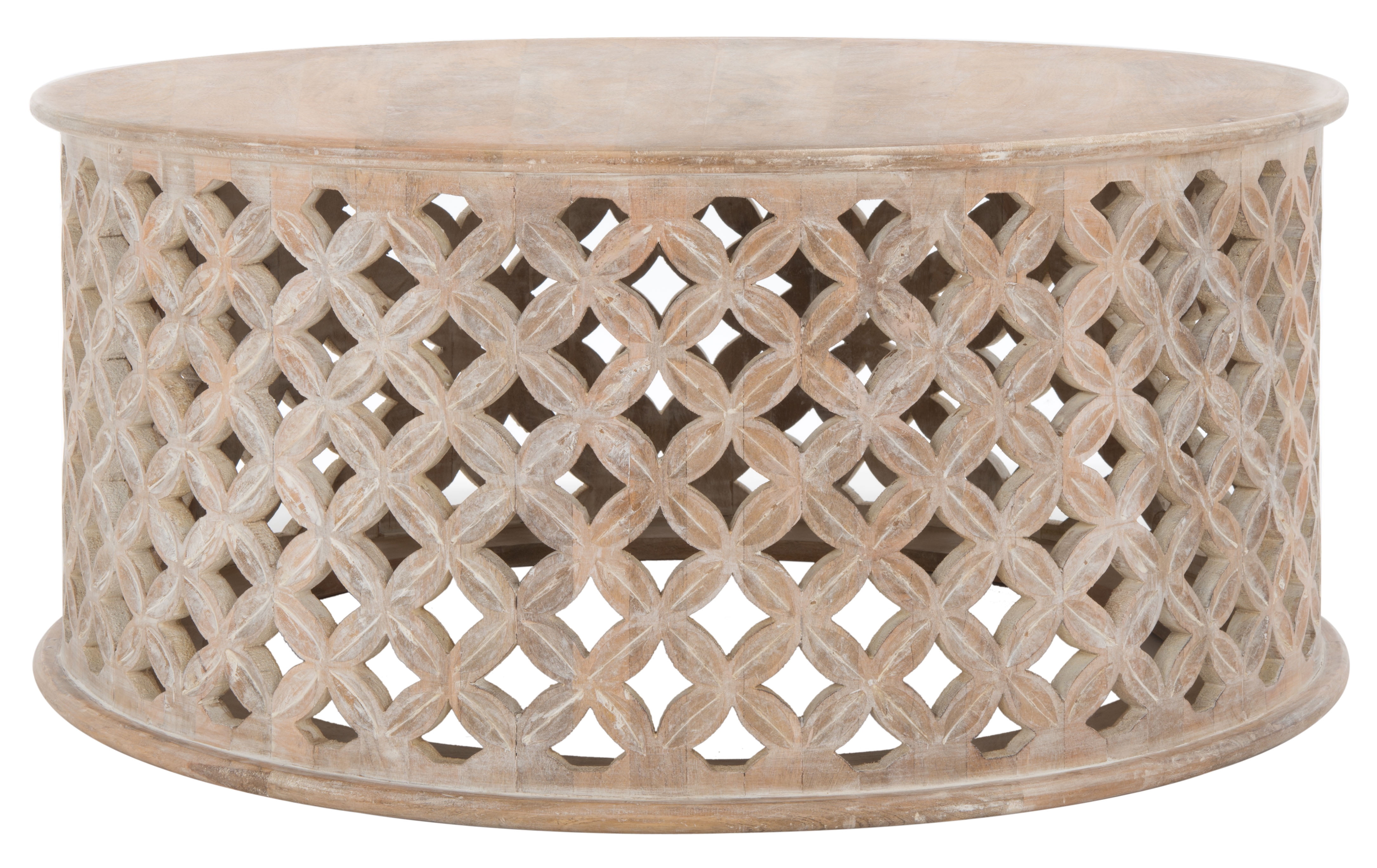 SAFAVIEH Kaydix Rustic Round Coffee Table Wood, Burnt White - Walmart.com