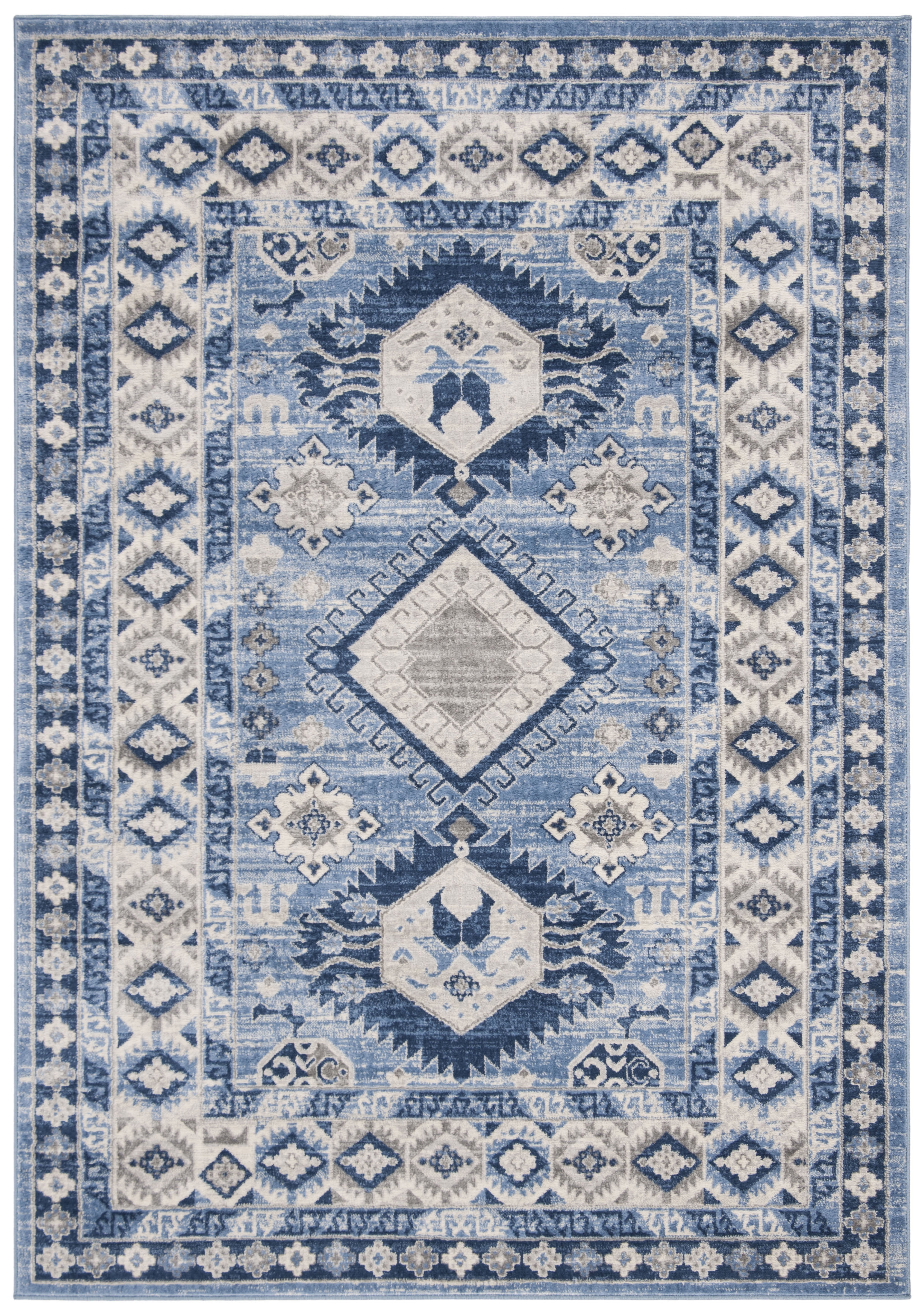 SAFAVIEH Kazak Benson Geometric Area Rug, Blue/Cream, 8' x 10 ...