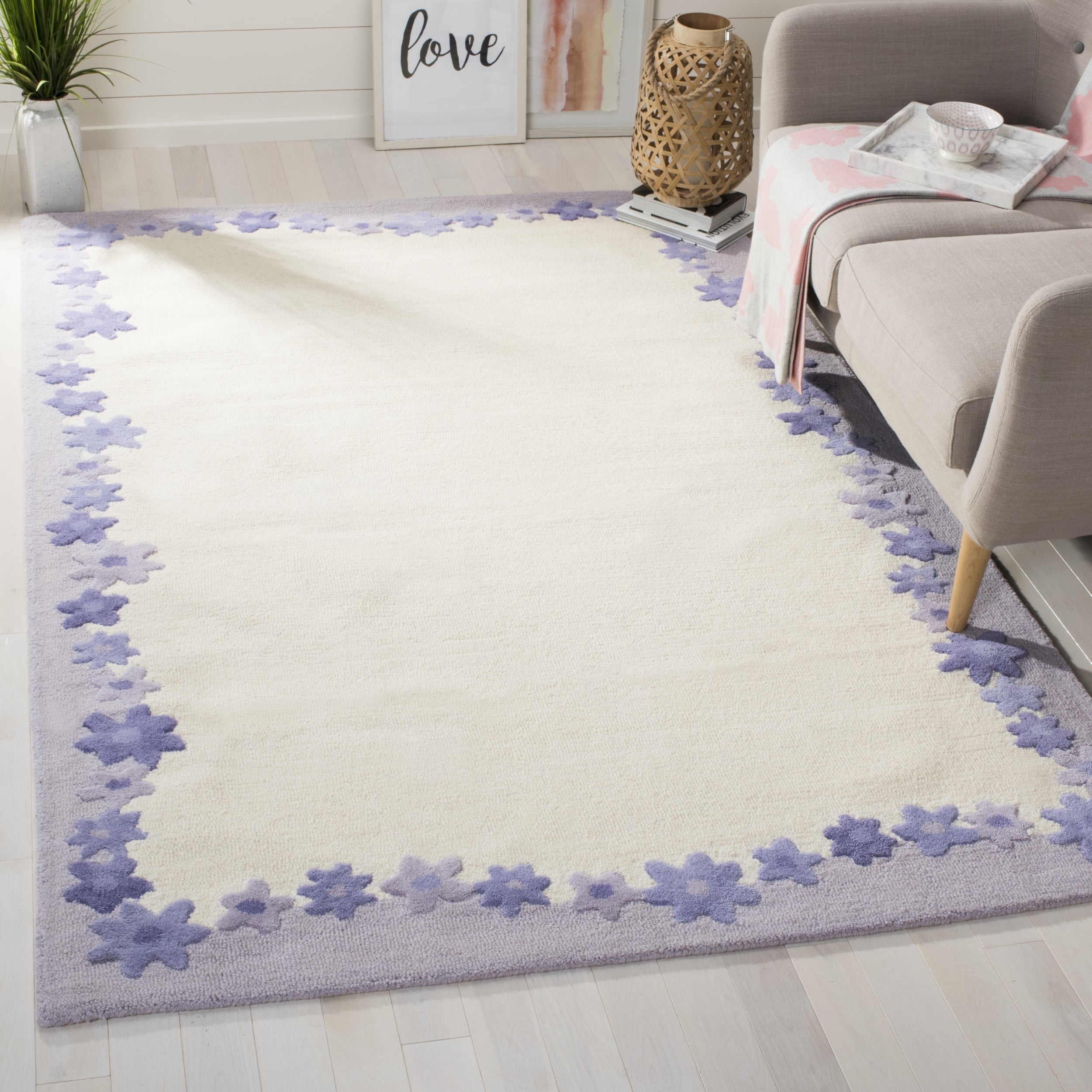 SAFAVIEH Kids SFK357A Handmade Ivory / Lavender Rug - Walmart.com
