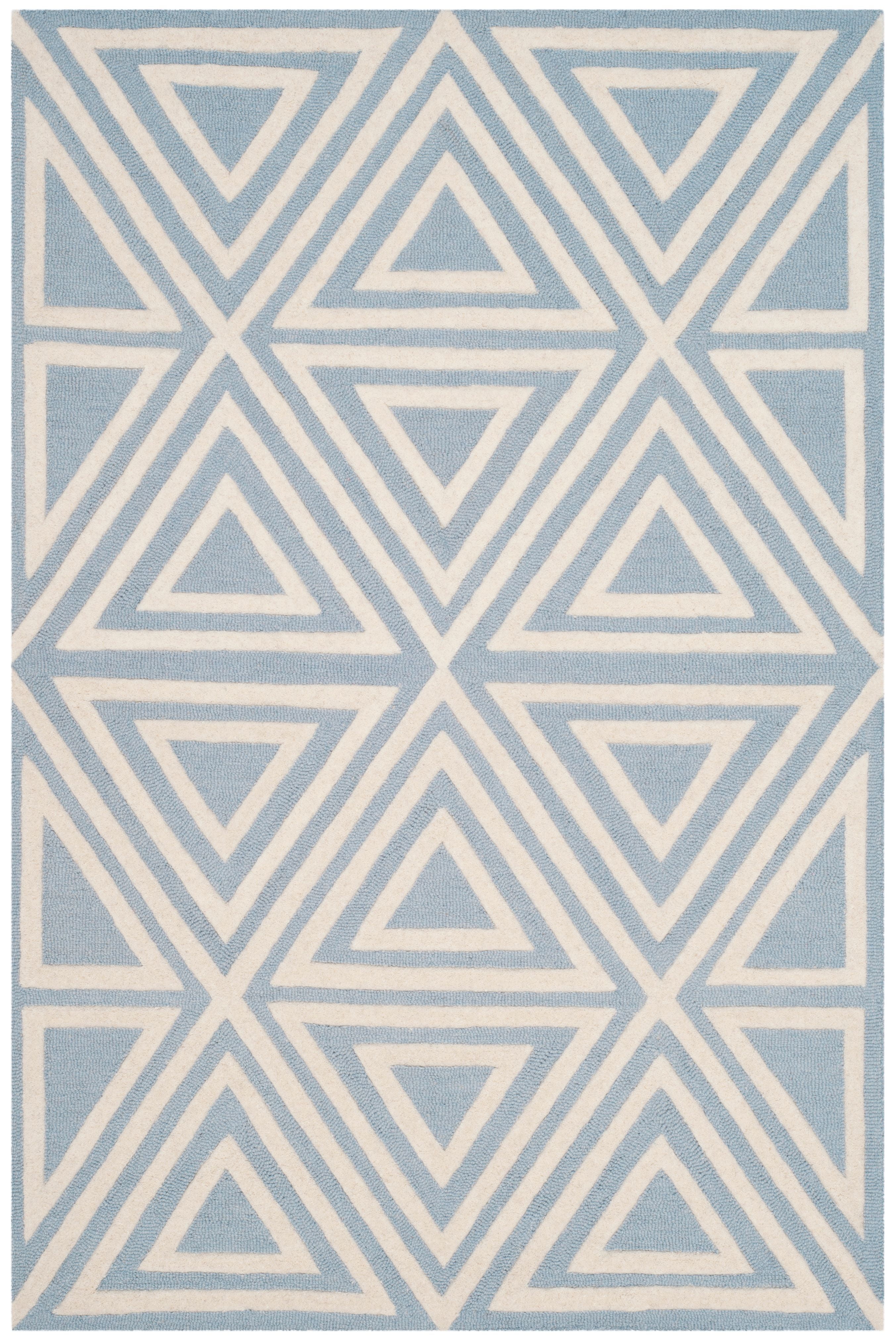 SAFAVIEH Kids Triangle Shapes Wool Area Rug, Blue/Ivory, 3' x 5 ...