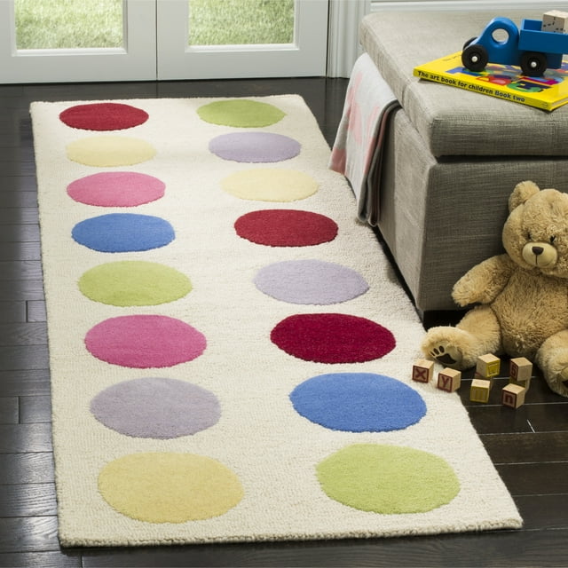 SAFAVIEH Kids Webster Polka Dots Runner Rug, Ivory/Multi, 2'3" x 7 ...