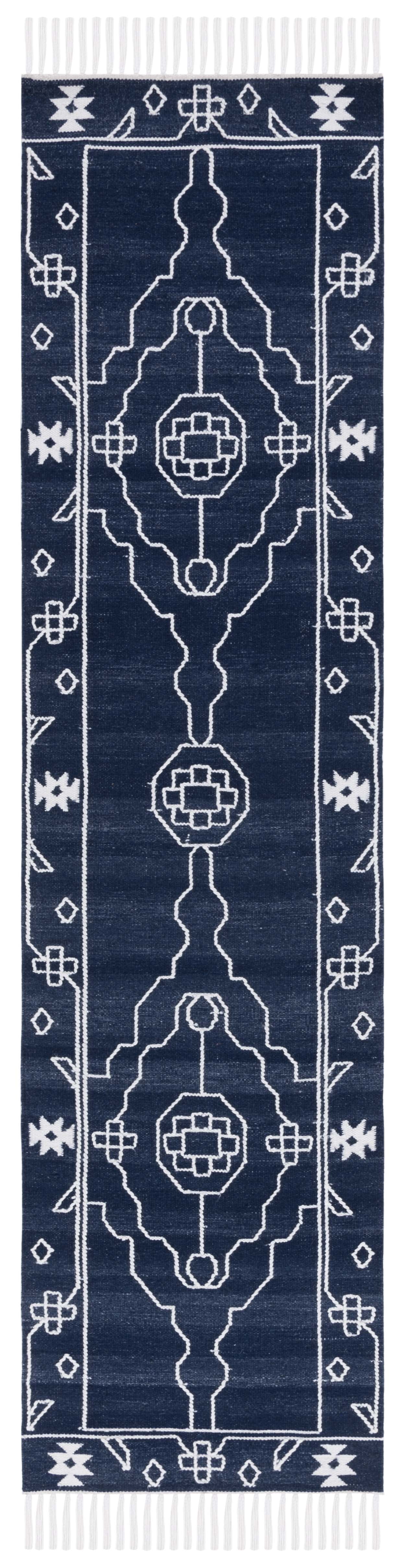 SAFAVIEH Kilim Adair Geometric Runner Rug, Navy/Ivory, 2'3" x 9 ...