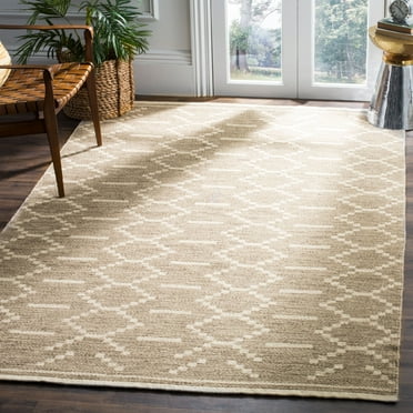 SAFAVIEH Kilim Jasmine Checkered Wool Area Rug, Light Grey/Brown, 8' x ...