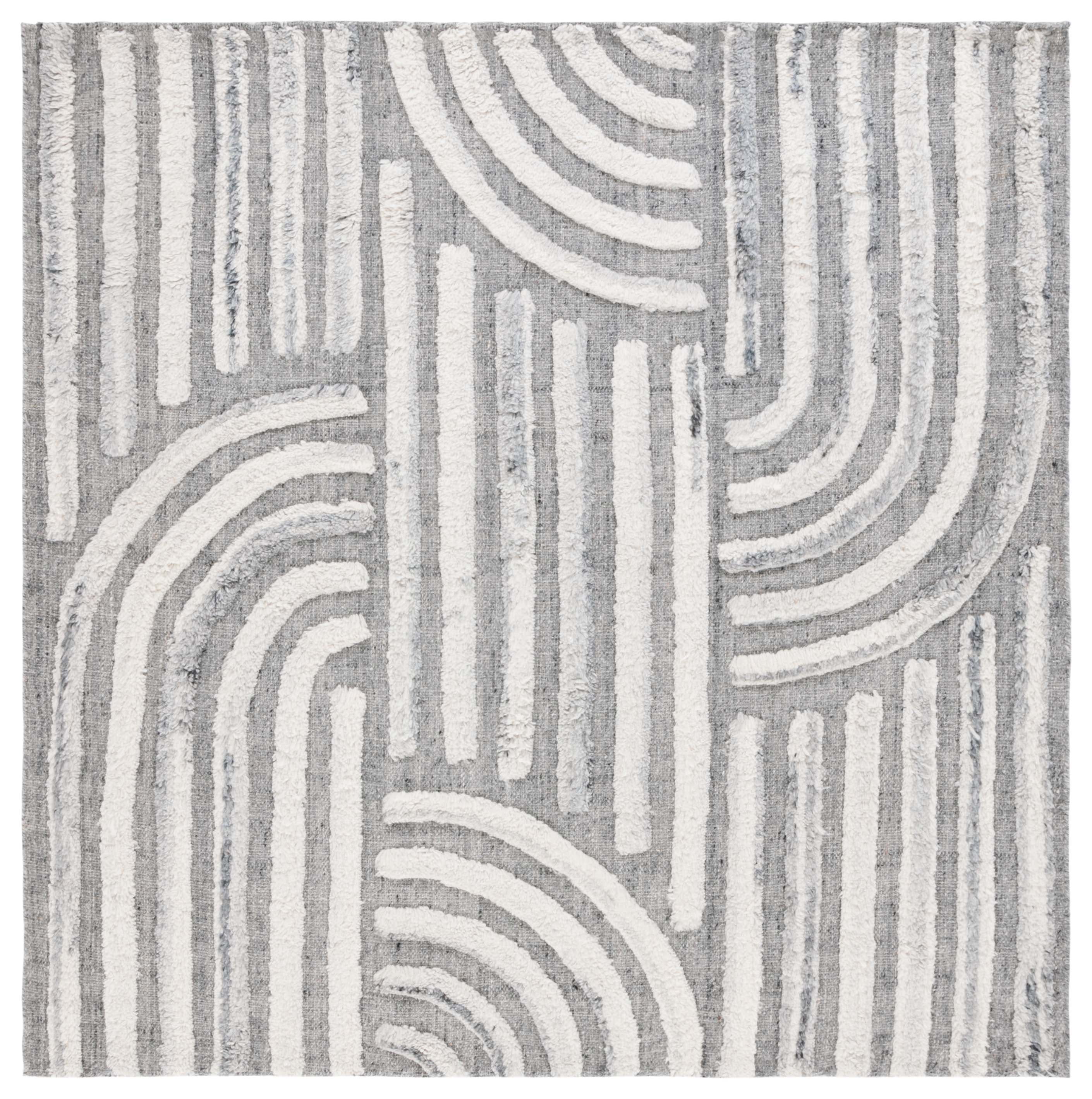 SAFAVIEH Kilim Elwin Geometric Area Rug, Dark Grey/Ivory, 6' x 6 ...