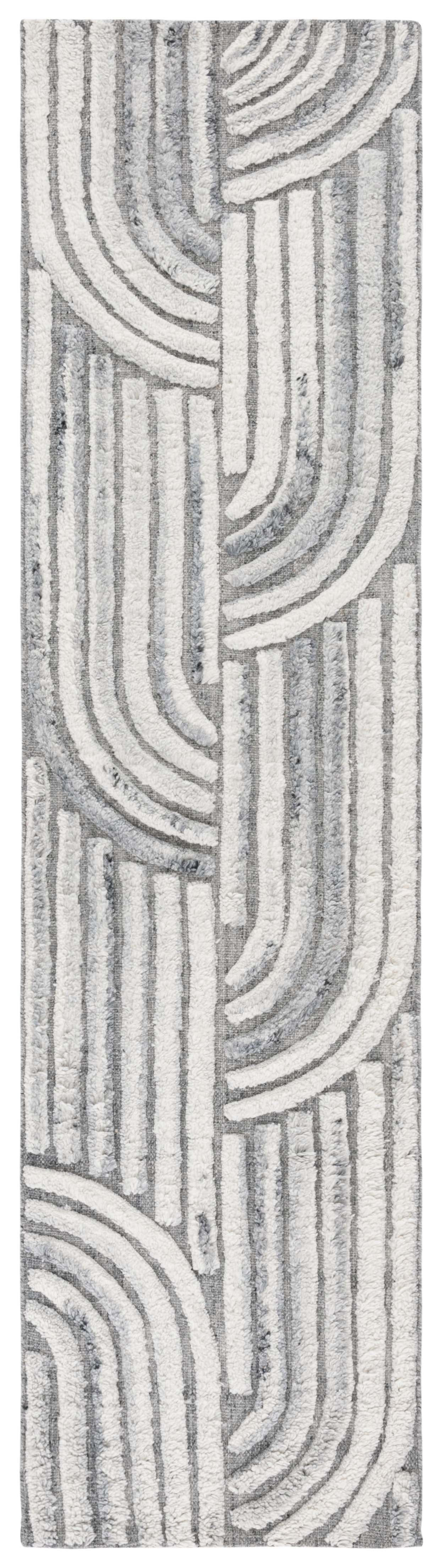 SAFAVIEH Kilim Elwin Geometric Runner Rug, Dark Grey/Ivory, 2'3" x 9 ...