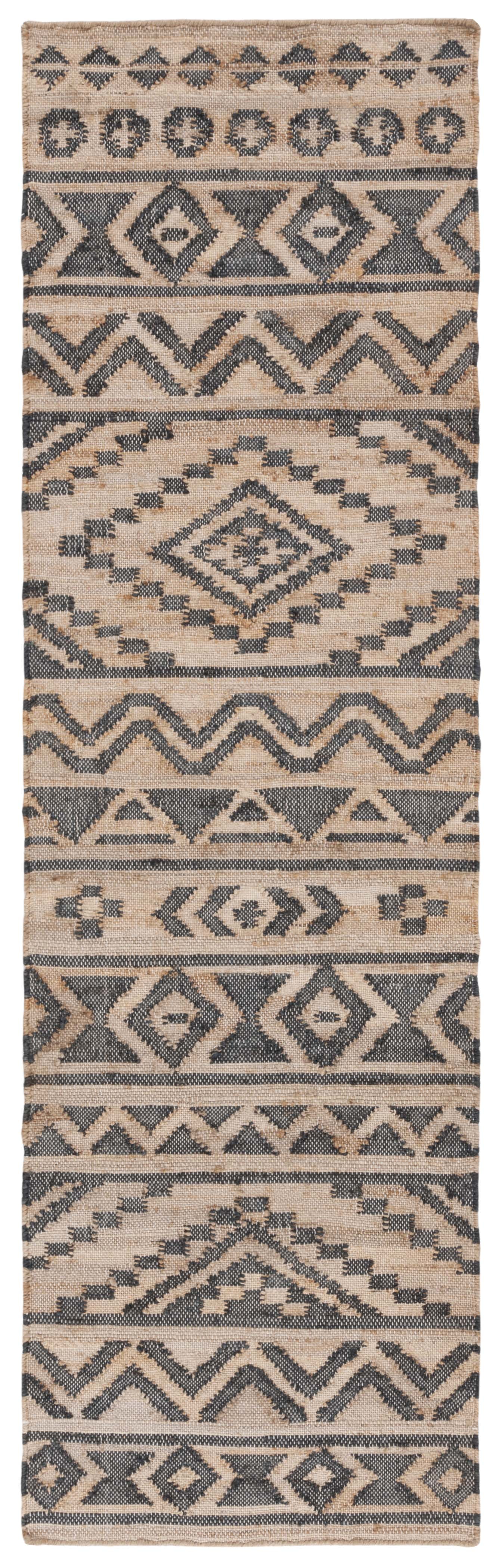 SAFAVIEH Kilim Jaylee Geometric Runner Rug, Natural/Charcoal, 2'3" x 8 ...