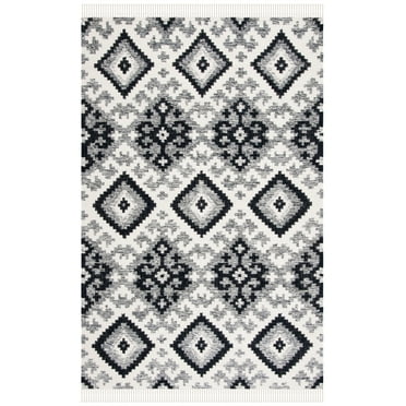 SAFAVIEH Fifth Avenue Declan Abstract Area Rug, Ivory/Black, 5' x 5 ...