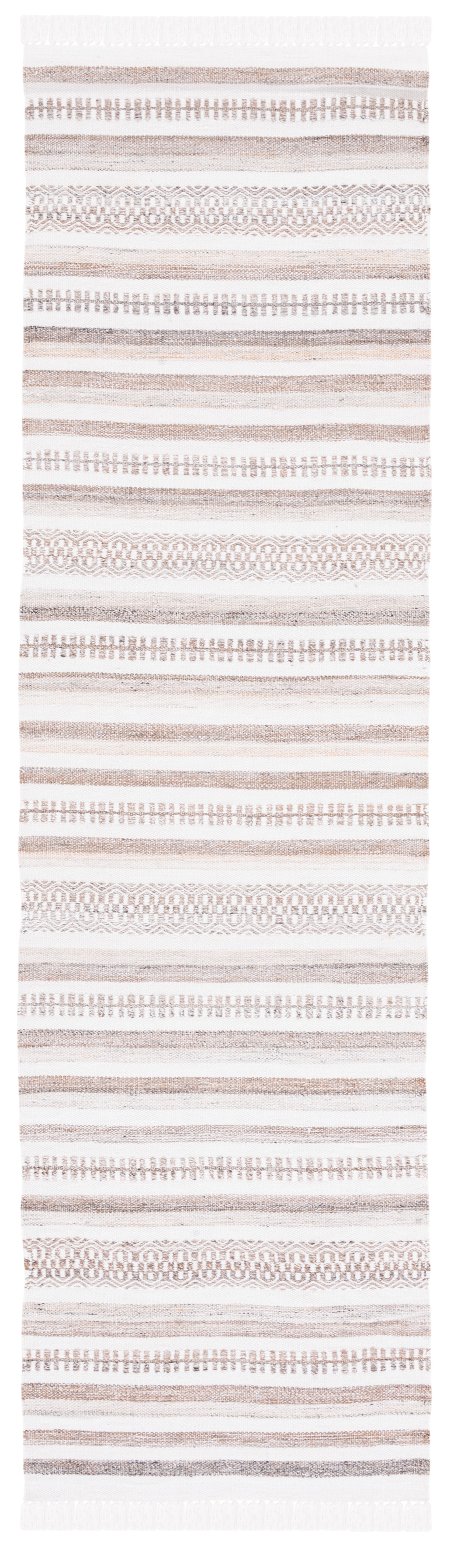 SAFAVIEH Kilim Mandy Striped Polyester Runner Rug, Ivory/Light Brown, 2 ...