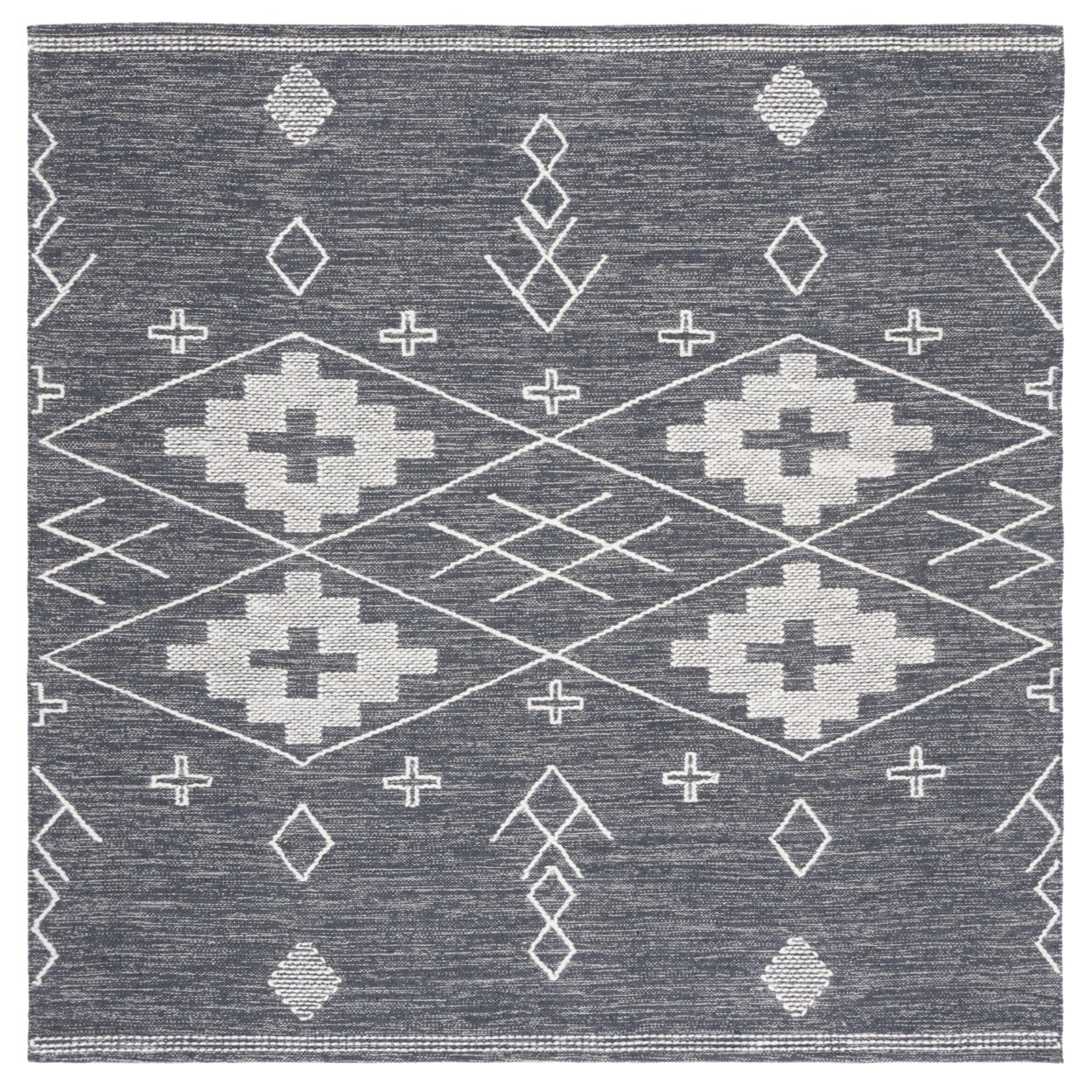 SAFAVIEH Kilim Phelim Tribal Area Rug, Charcoal/Ivory, 6' x 6' Square ...