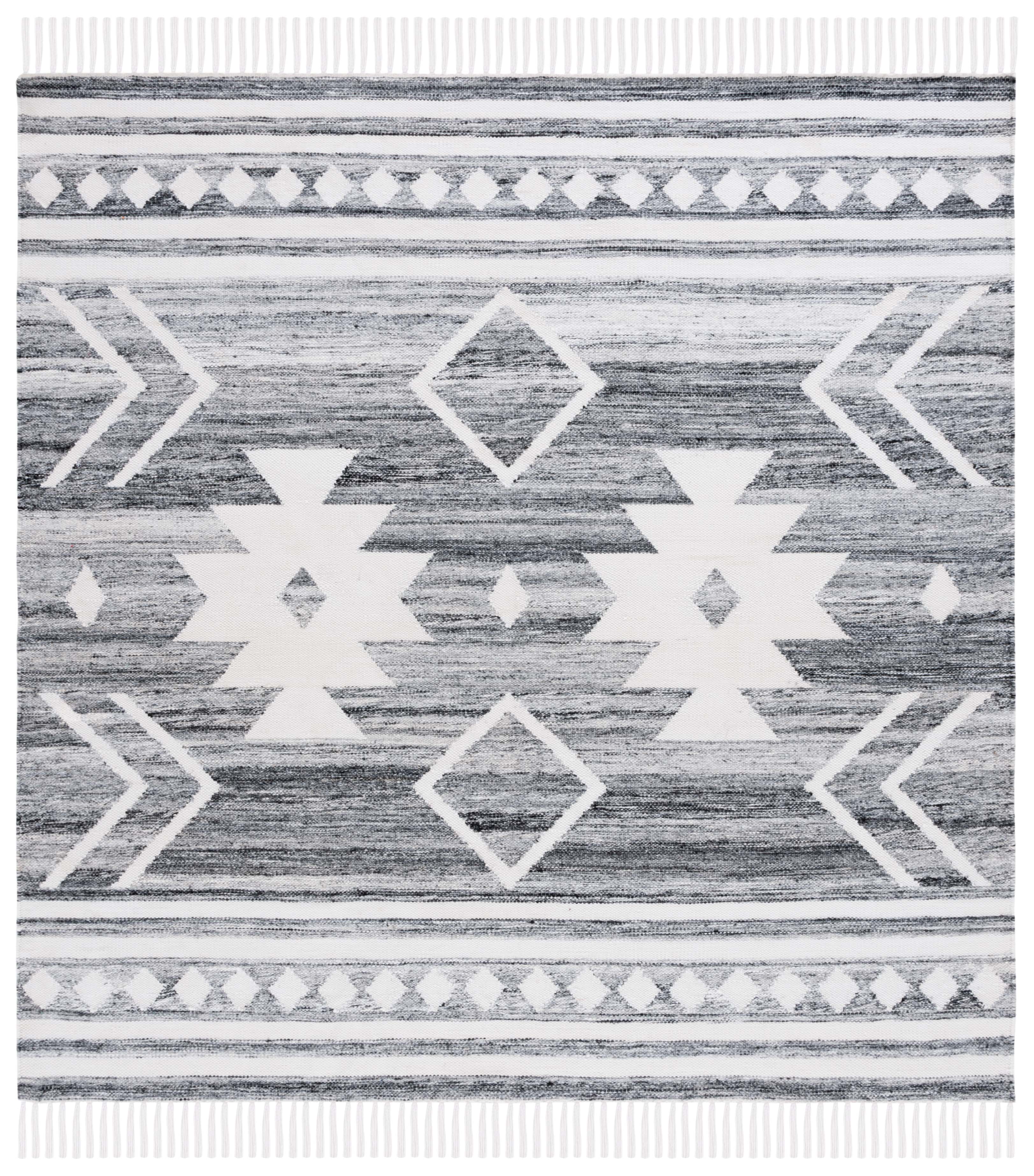 SAFAVIEH Kilim Trochez Geometric Area Rug, Grey/Ivory, 7' x 7' Square ...