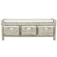 SAFAVIEH Kobutsu Coastal Mango Wood Storage Bench, White - Walmart.com