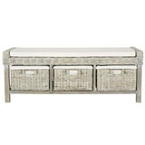 SAFAVIEH Kobutsu Coastal Mango Wood Storage Bench, White - Walmart.com